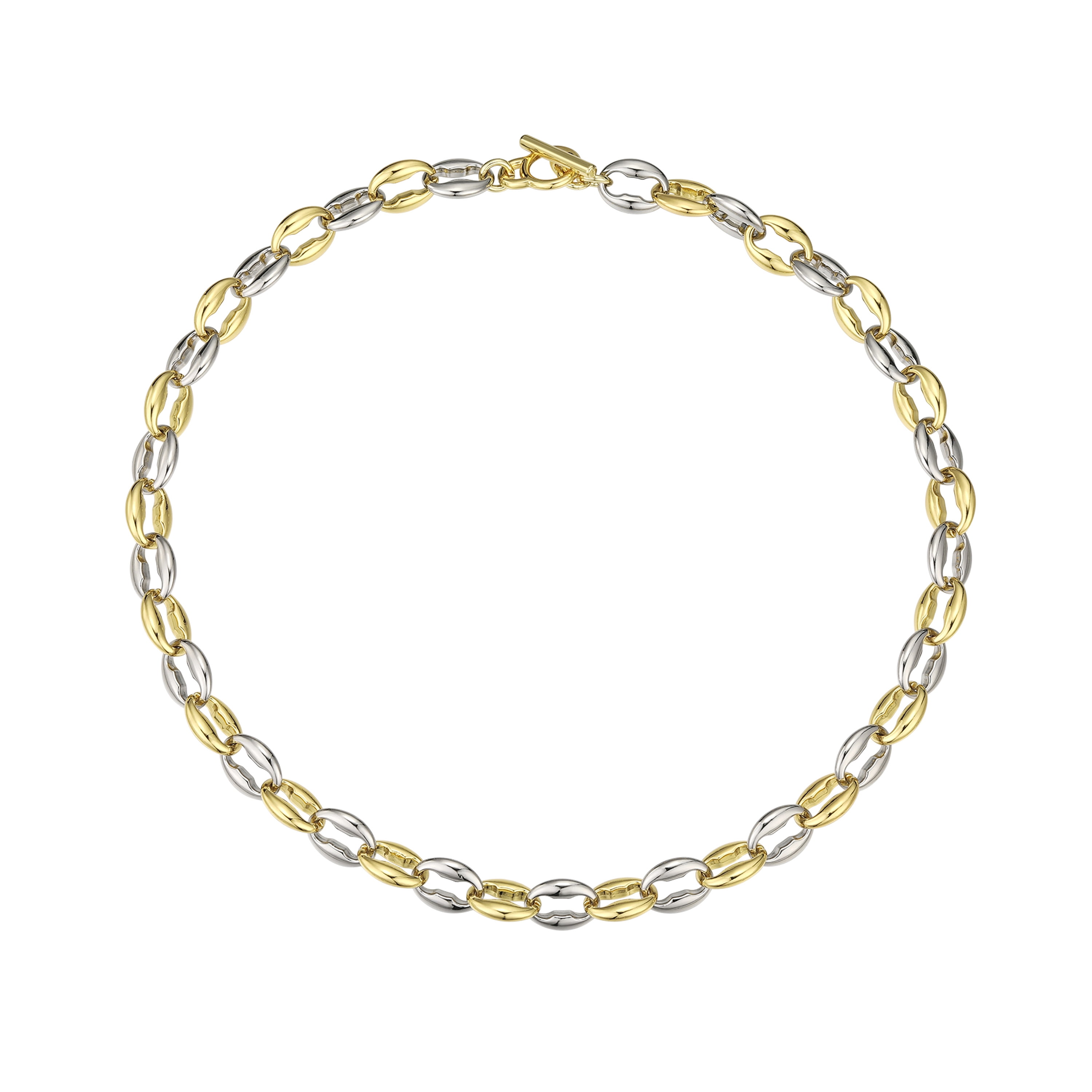 Dolce Giavonna Two tone chain textured necklace - Walmart.com