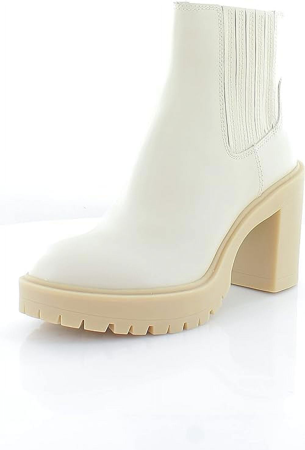 Dolce Vita Caster H2O Ivory Leather Pull On Block Heel Fashion Ankle ...
