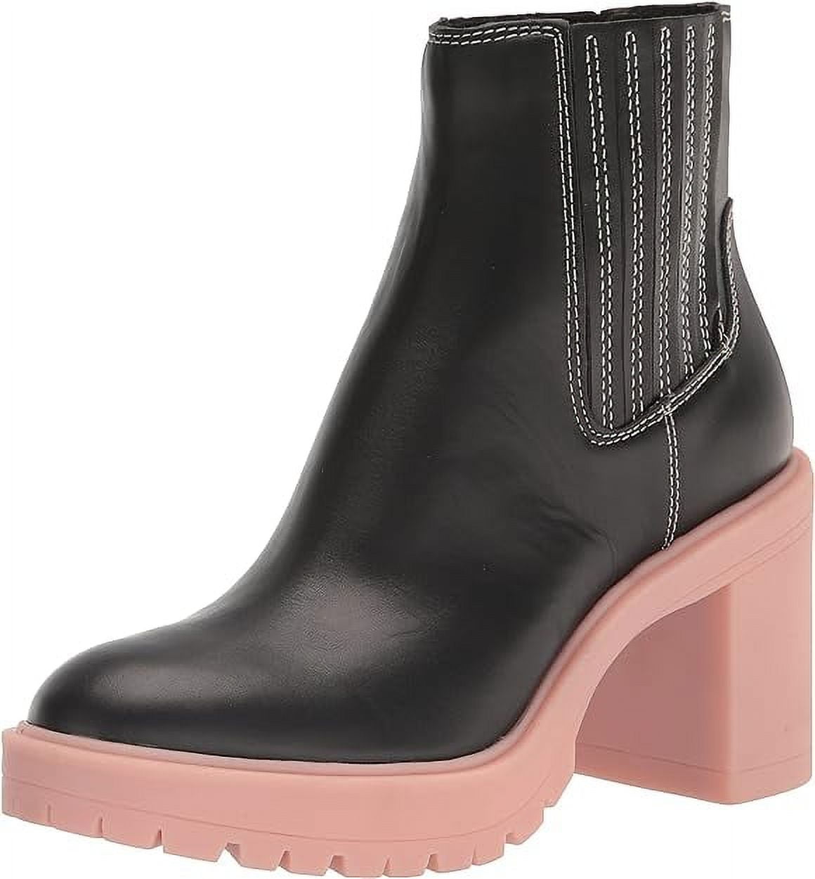 Dolce Vita Caster H2O Black/Pink Leather Pull On Block Heel Fashion ...