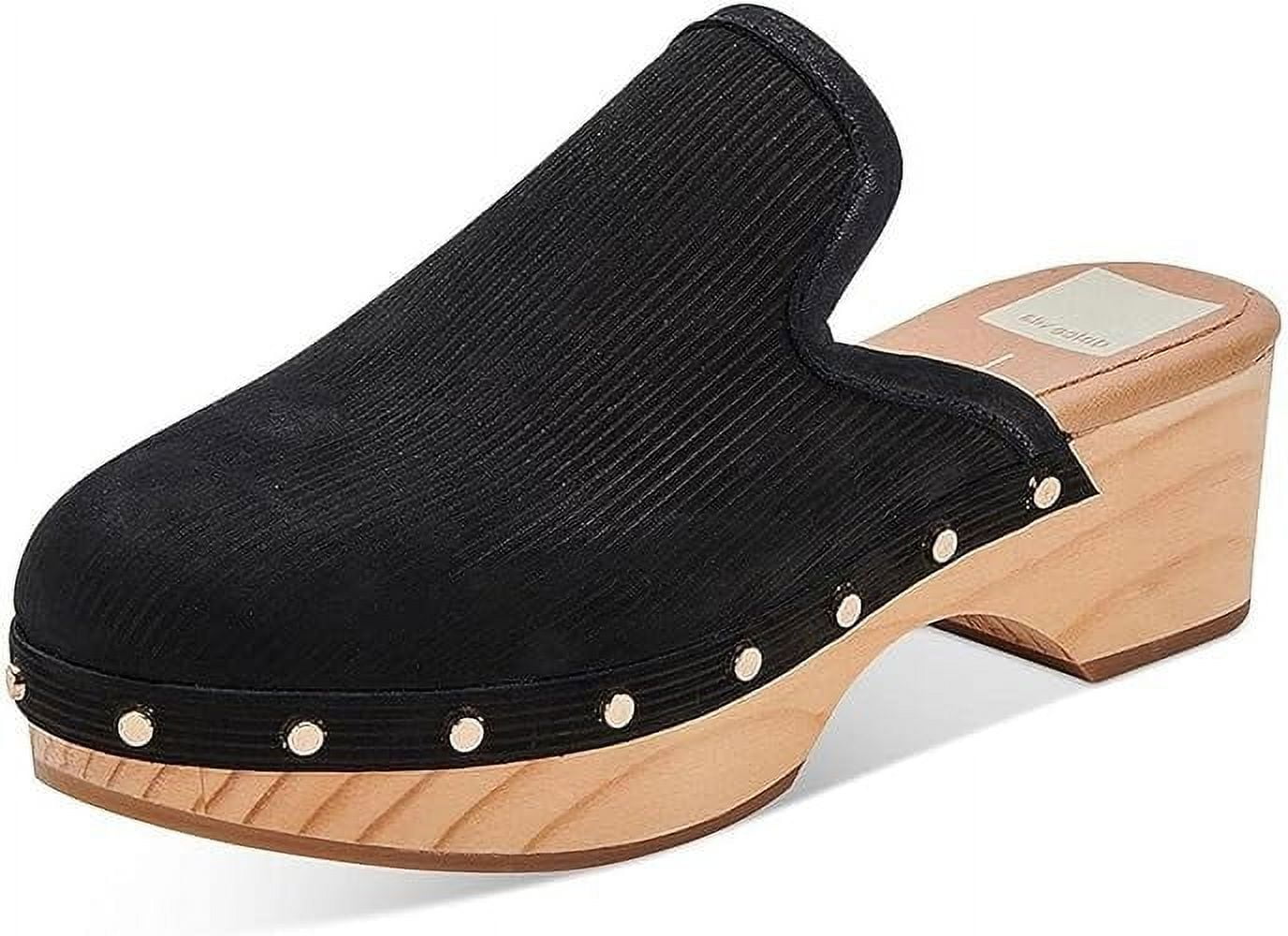 Dolce Vita Closen Black Nubuck Slip On Rounded Toe Block Heel Fashion ...