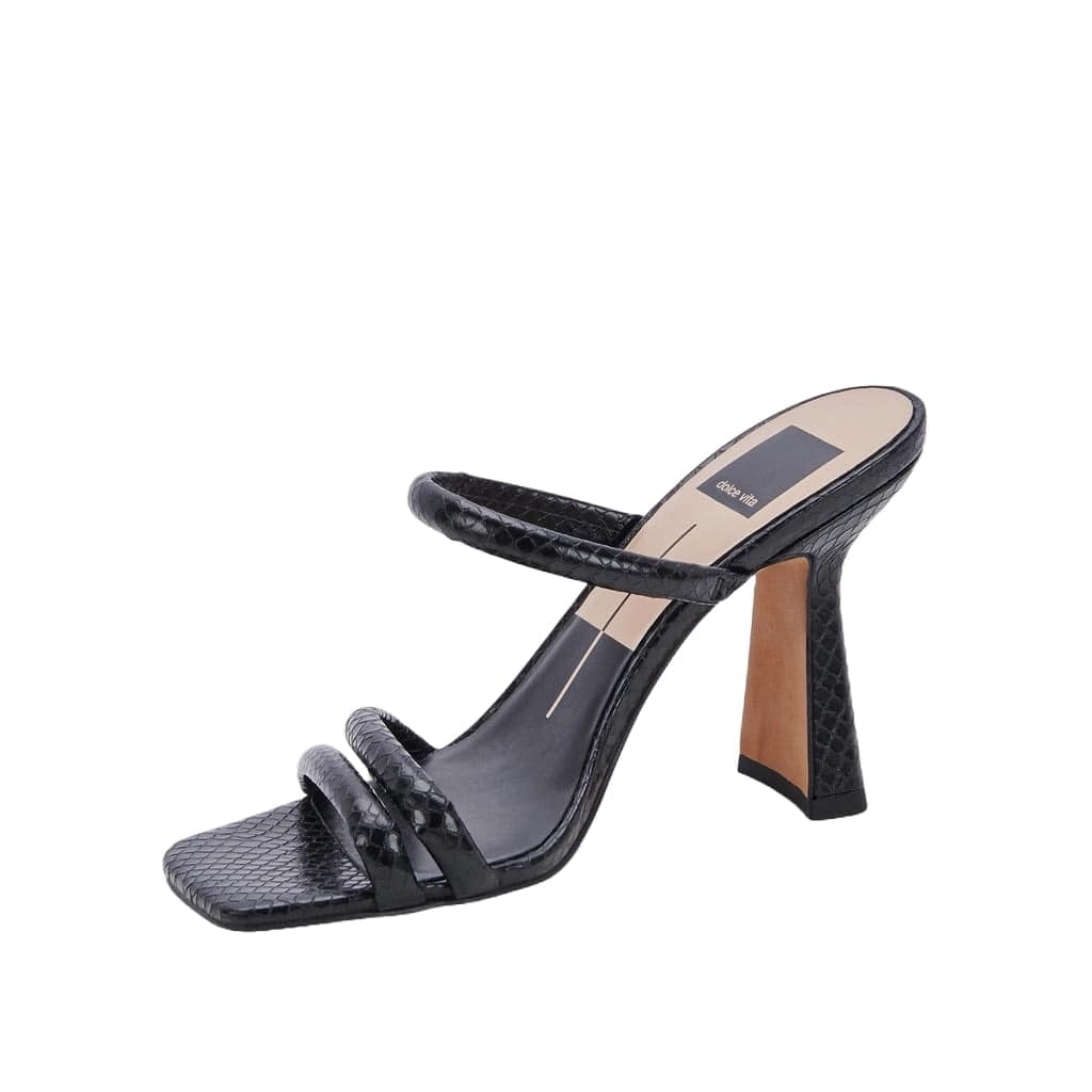Dolce Vita Fort Black Embossed Stella Slip On Square Toe Block Heeled ...