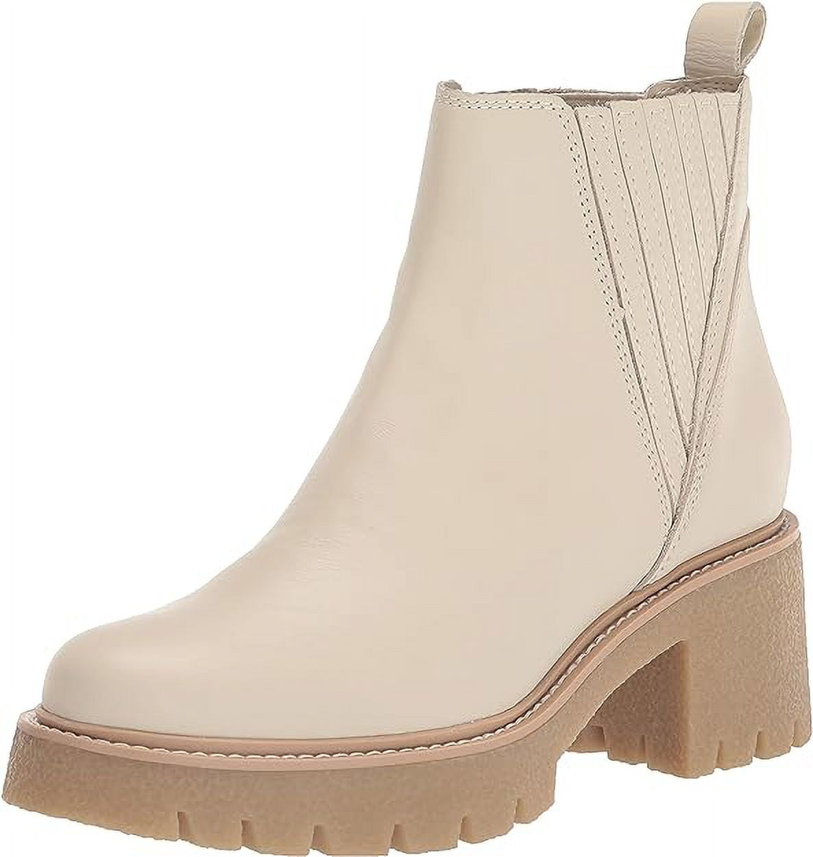 Dolce Vita Harte H2O Ivory Leather Pull On Chunky Lugged Block Heel ...