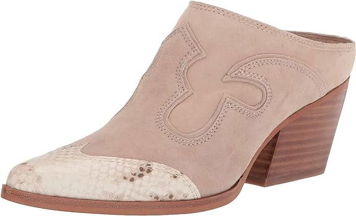 Dolce Vita Lars Dune Suede Stacked Block Heel Slip On Pointed Toe Fashion Mules (Dune Suede, 7.5 ...