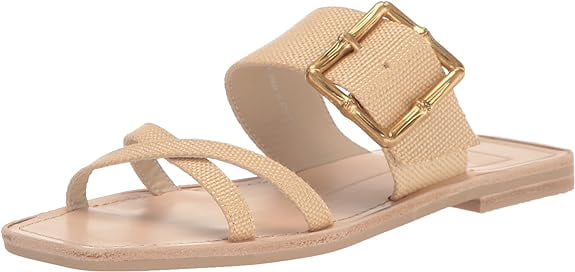 Dolce Vita Lowyn Natural Raffia Slip On Buckle Detailed Squared Toe ...