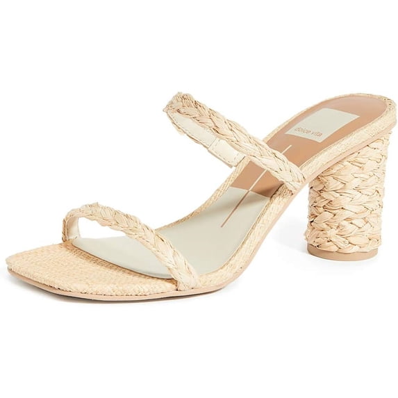 Dolce Vita Noles Lt Natural Raffia Slip On Square Open Toe Strappy ...