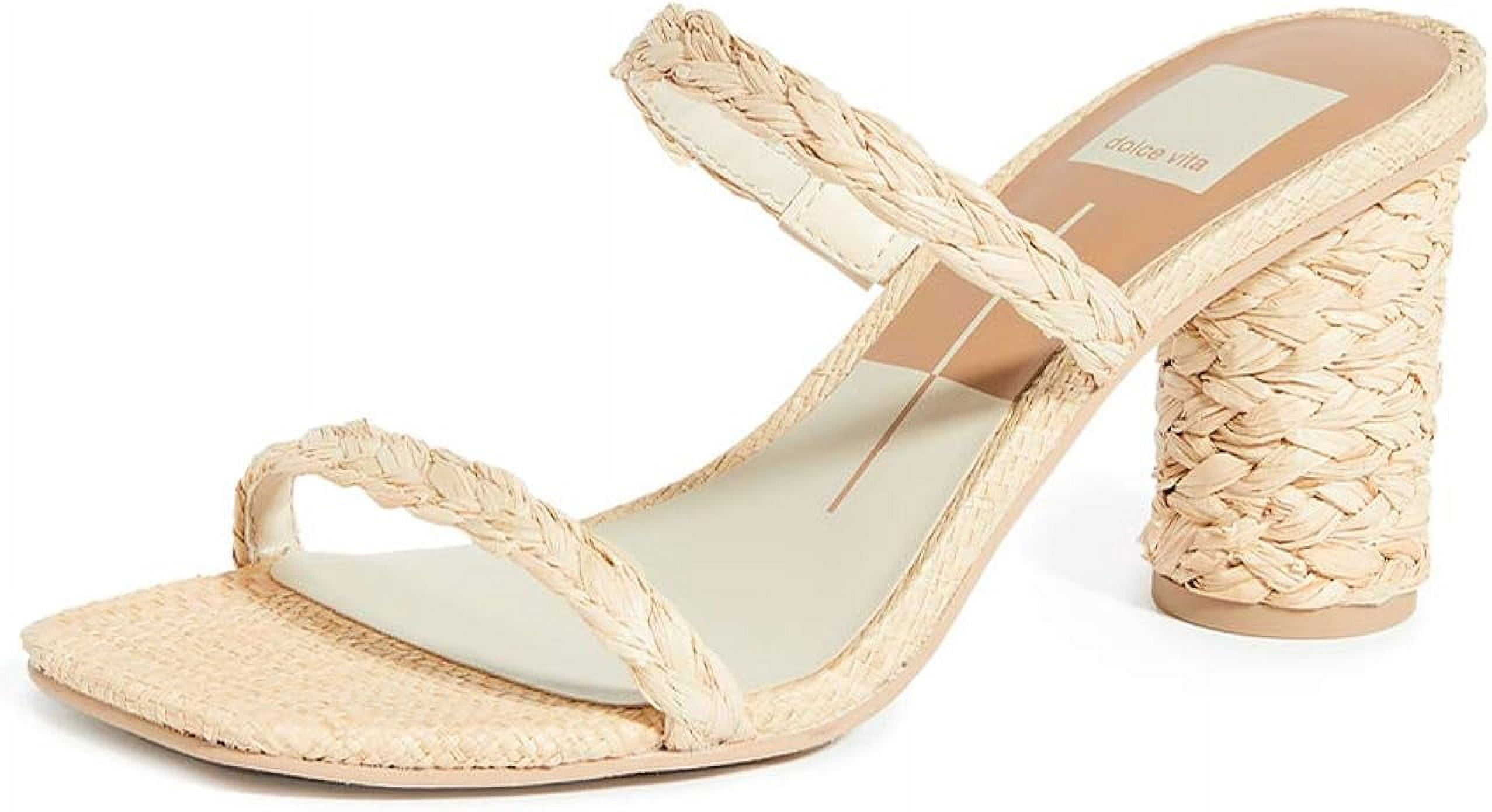 Dolce Vita Noles Lt Natural Raffia Slip On Square Open Toe Strappy ...