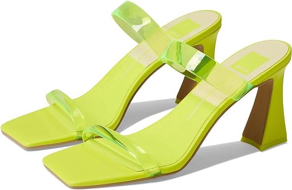 Dolce Vita Novah Neon Lime Vinyl Slip On Squared Open Toe Spool Heeled ...