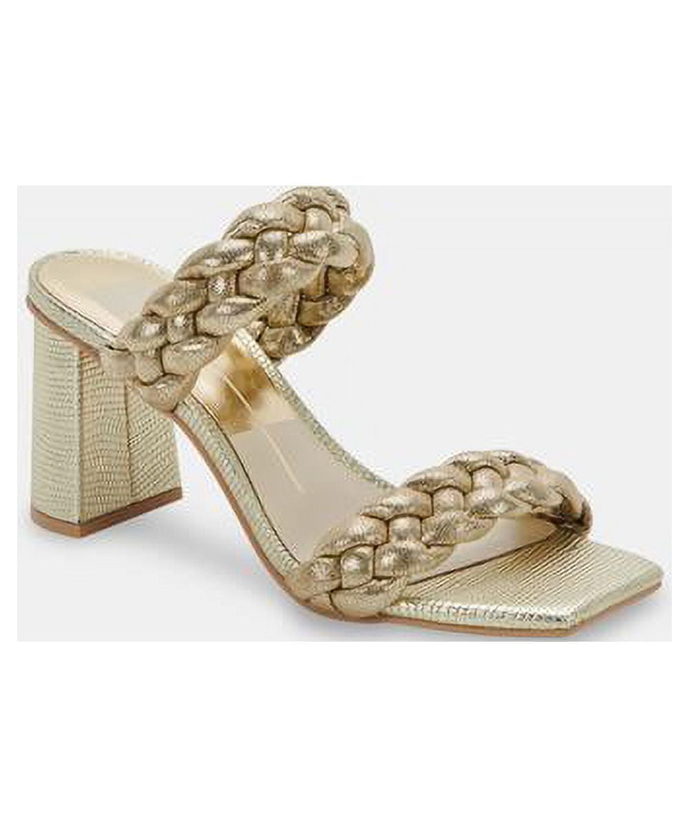 Dolce Vita Paily Braided Chunky Heel Sandals Light Gold Metallic Stella ...