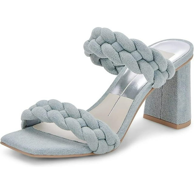 Dolce Vita Paily Light Blue Denim Braided Straps Open Toe Block Heeled ...