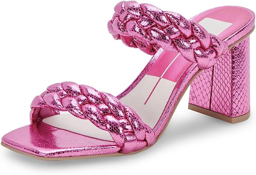 Dolce Vita Paily Magenta Crackled Stella Braided Straps Block Heeled ...