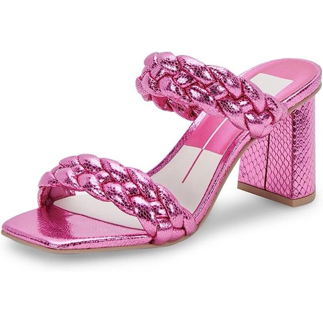 Dolce Vita Paily Magenta Crackled Stella Braided Straps Block Heeled ...