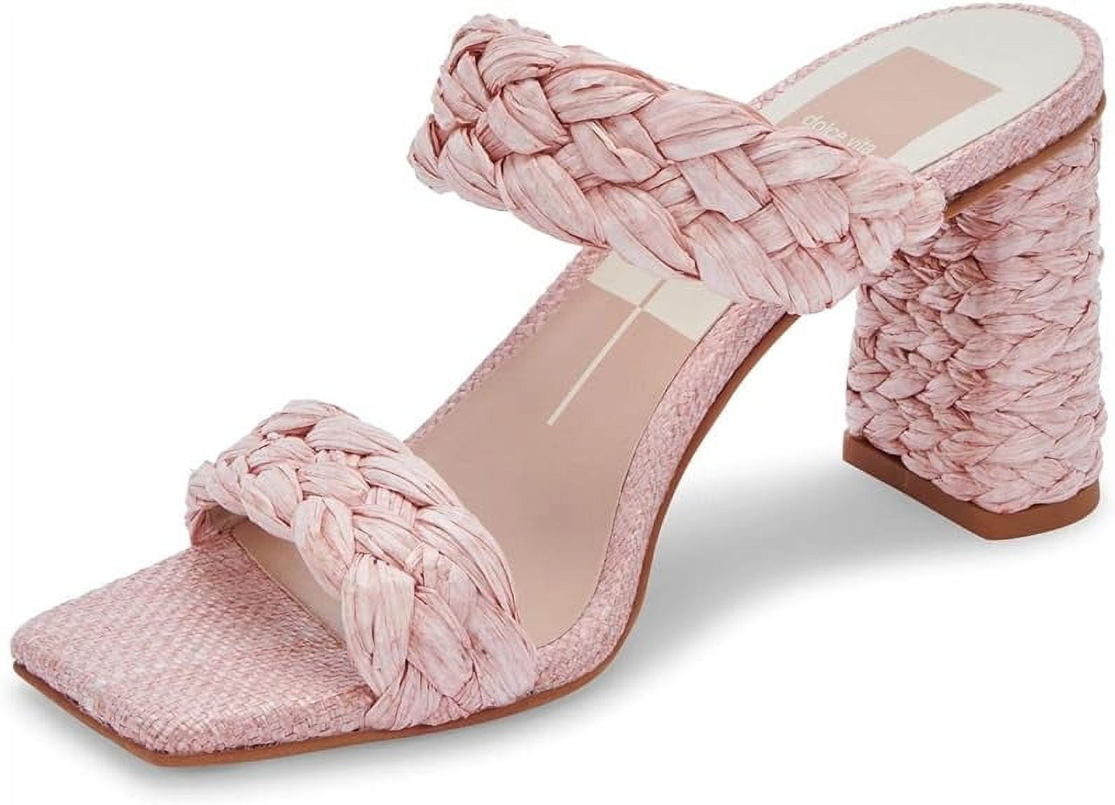 Dolce Vita Paily Pink Raffia Braided Straps Slip On Open Toe Heeled ...