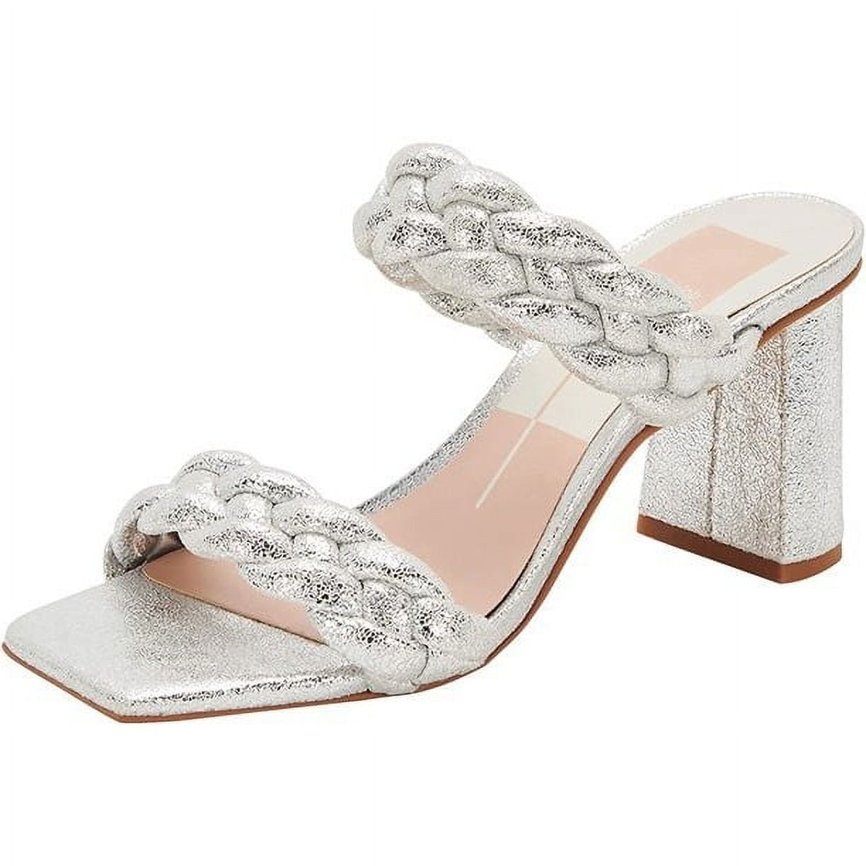Dolce Vita Paily Silver Metallic Stella Suede Braided Detail Heeled ...