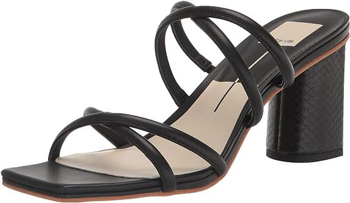 Dolce Vita Patsi Black Leather Slip On Squared Open Toe Block Heeled ...
