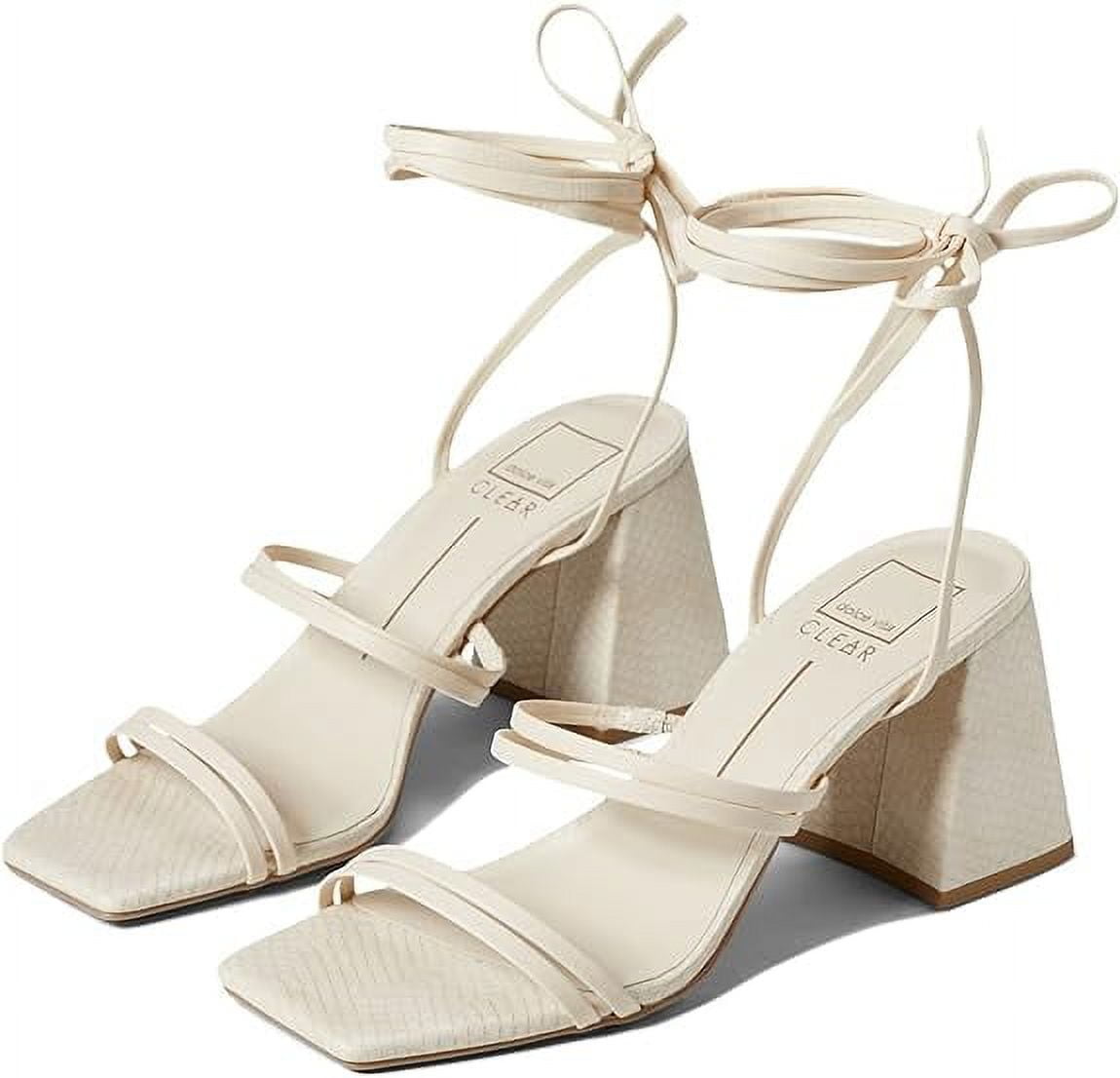 Dolce Vita Paxx Ivory Stella Tie Up Square Open Toe Strappy Block ...