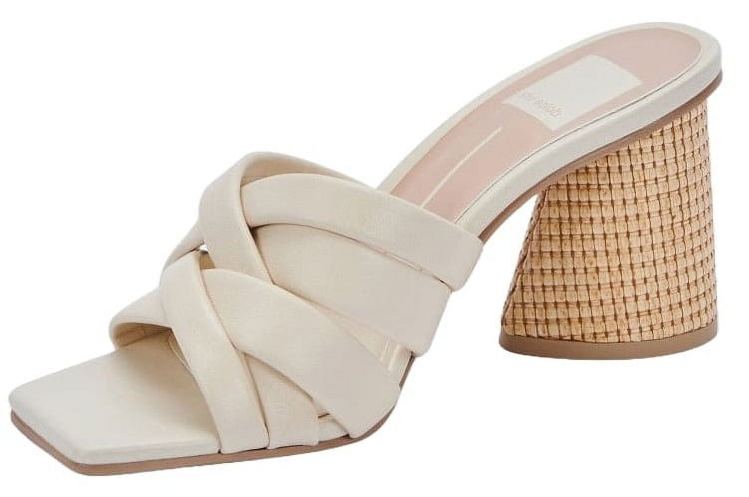 Dolce Vita Pazlee Ivory Leather Slip On Squared Toe Strappy Block Heel ...