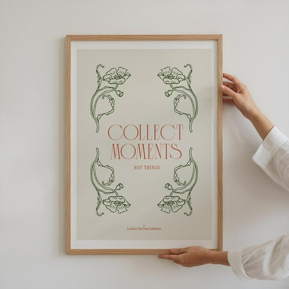 Dolce Vita Poster: Retro Floral Wall Art , Collect Moments Poster, Inspirational prints ...