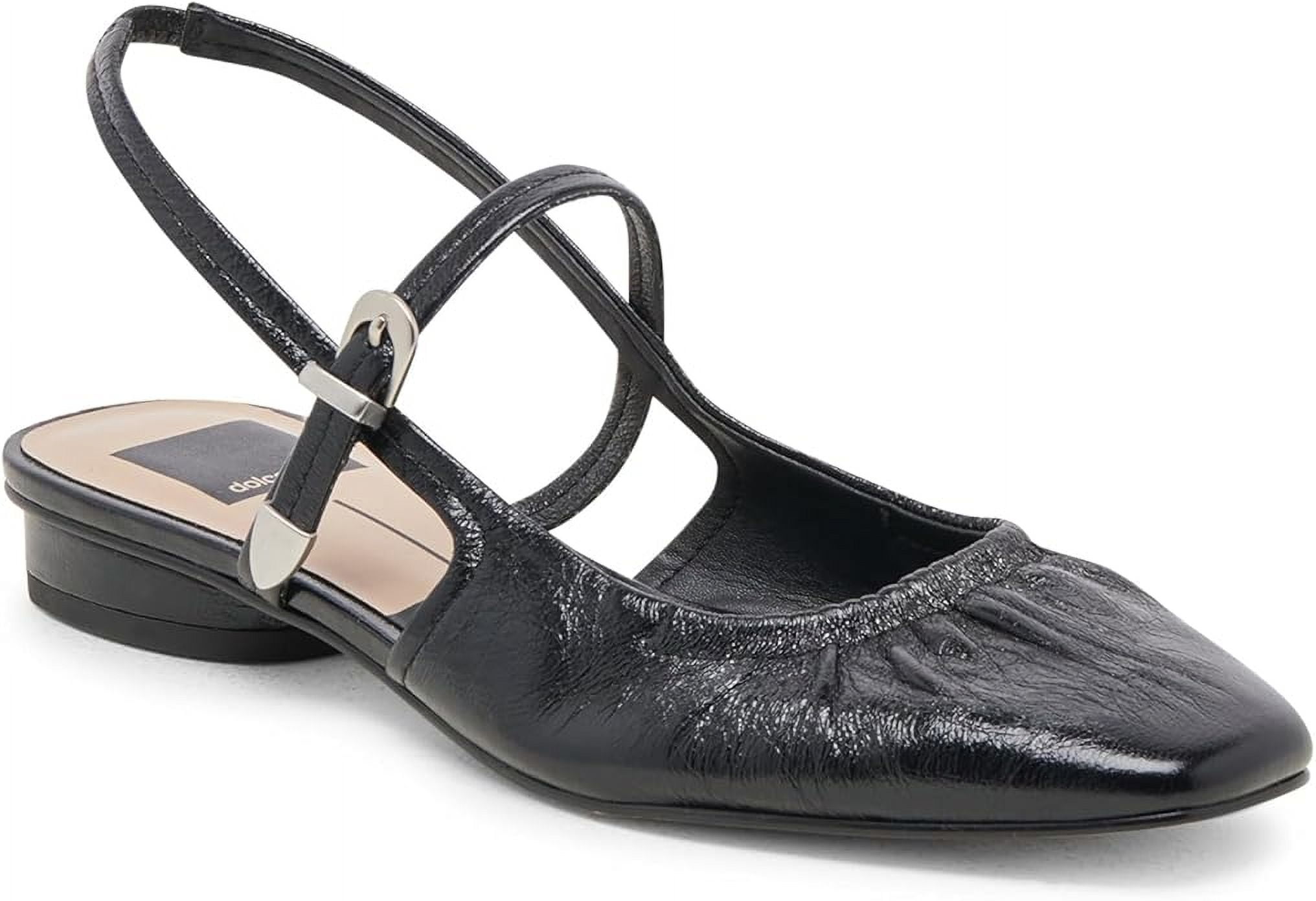 Dolce Vita Rianne Midnight Crinkle Patent Slingback Squared Toe Ballet ...