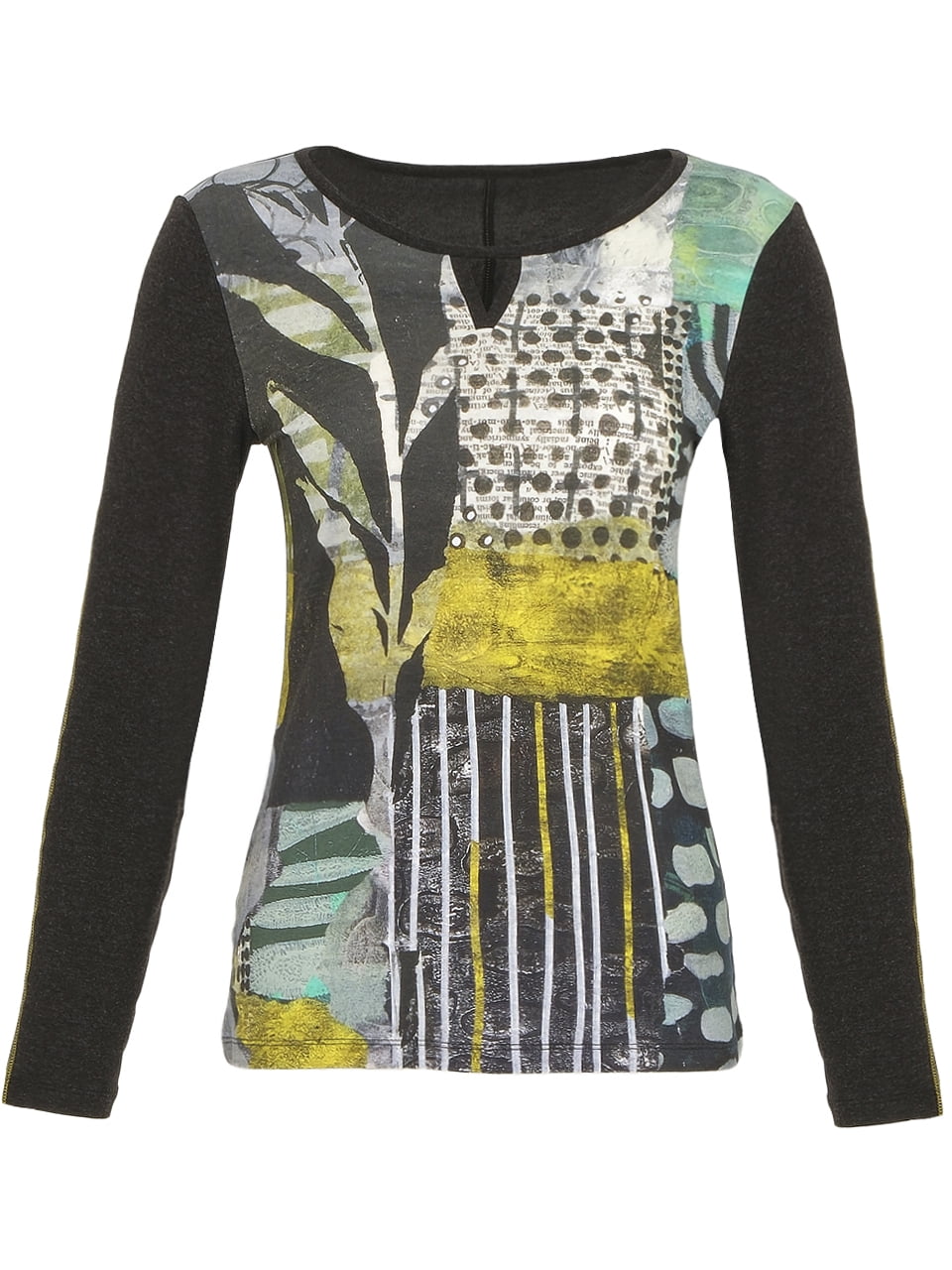 Dolcezza By Wild Curves: Mono Leaf keyhole Art Top (74622) - Walmart.com