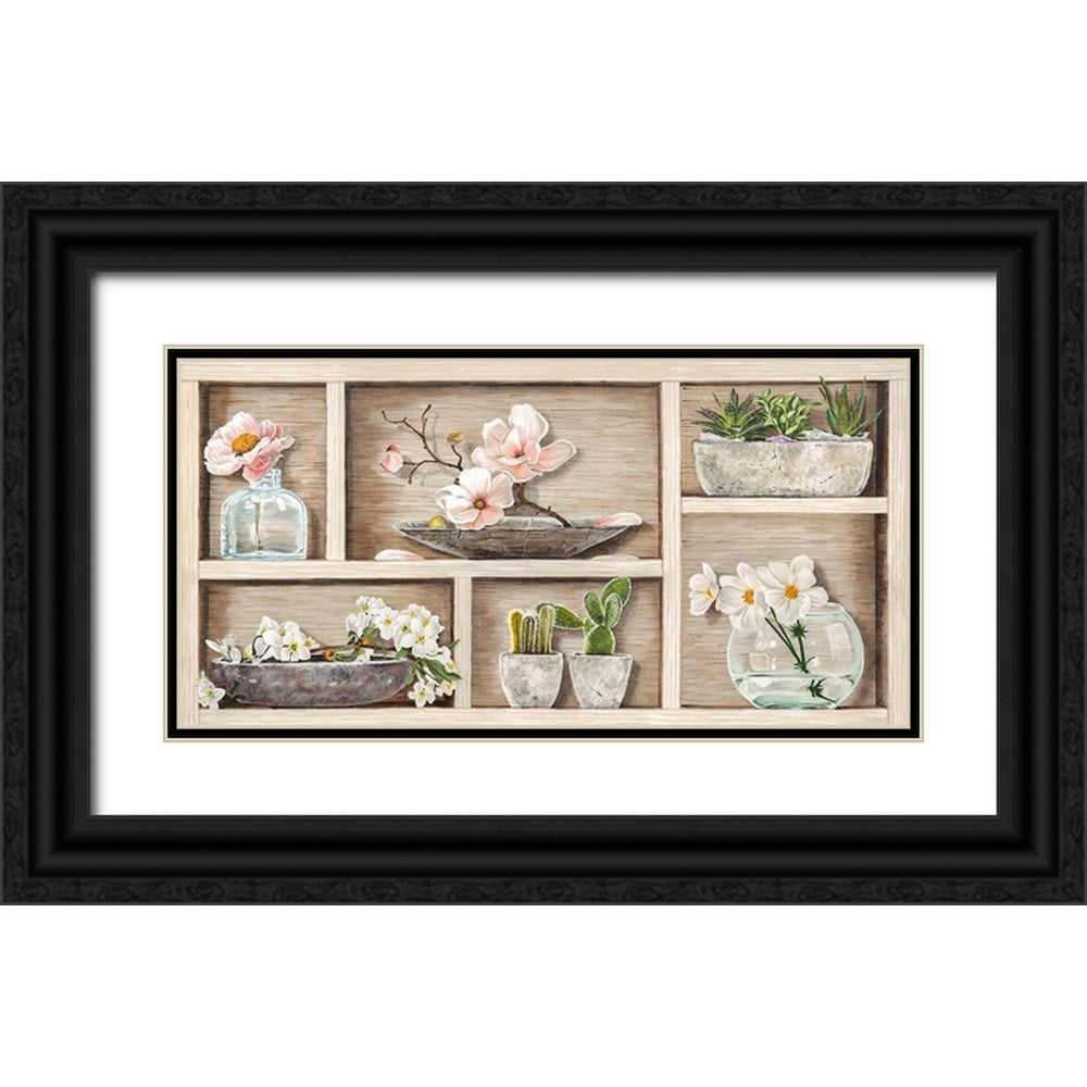 Dolci, Elena 32x18 Black Ornate Wood Framed with Double Matting Museum Art Print Titled - Fleurs ...