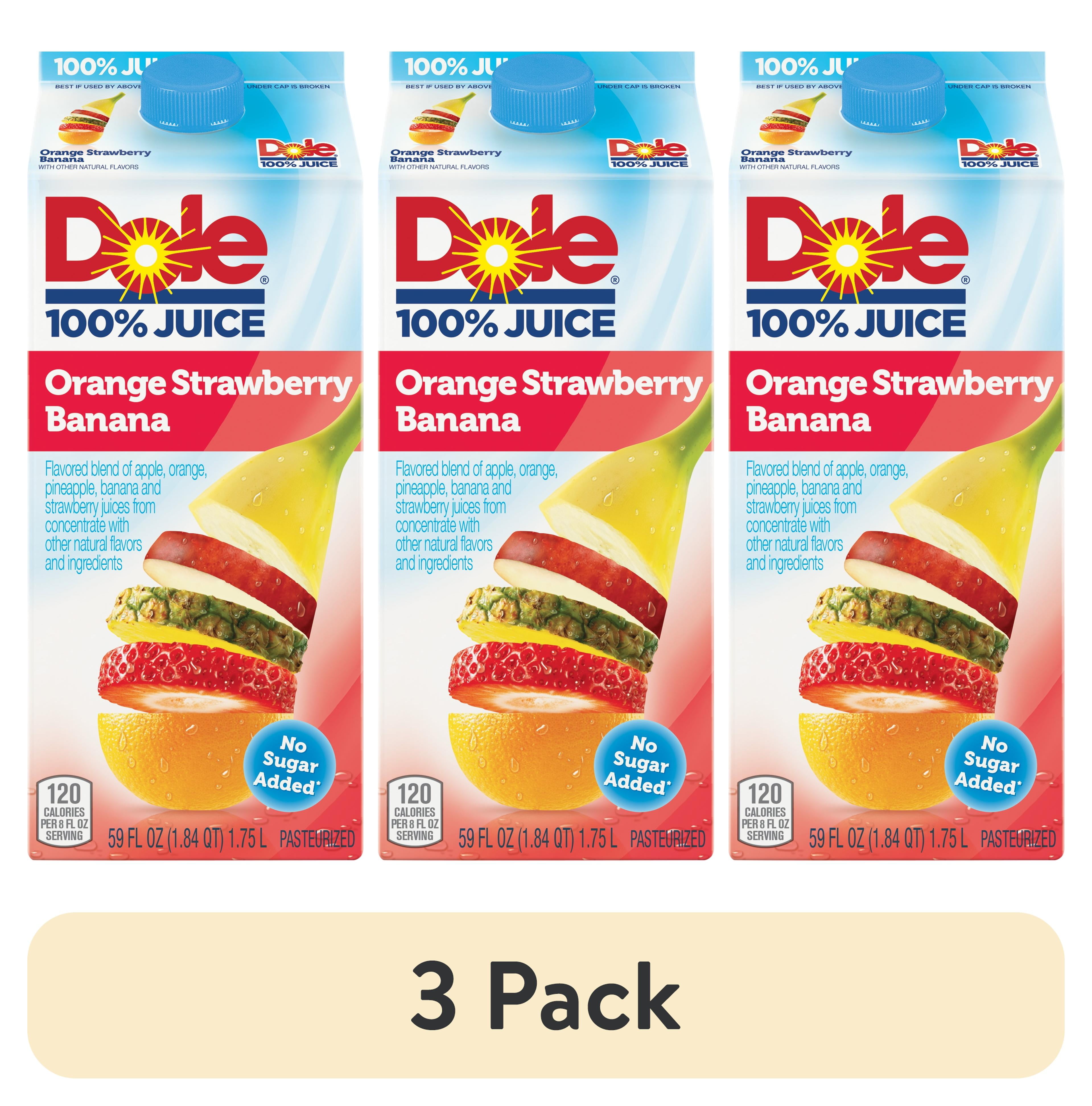 (3 pack) Dole 100% Juice Blend, Orange Strawberry Banana Flavored, 59 ...