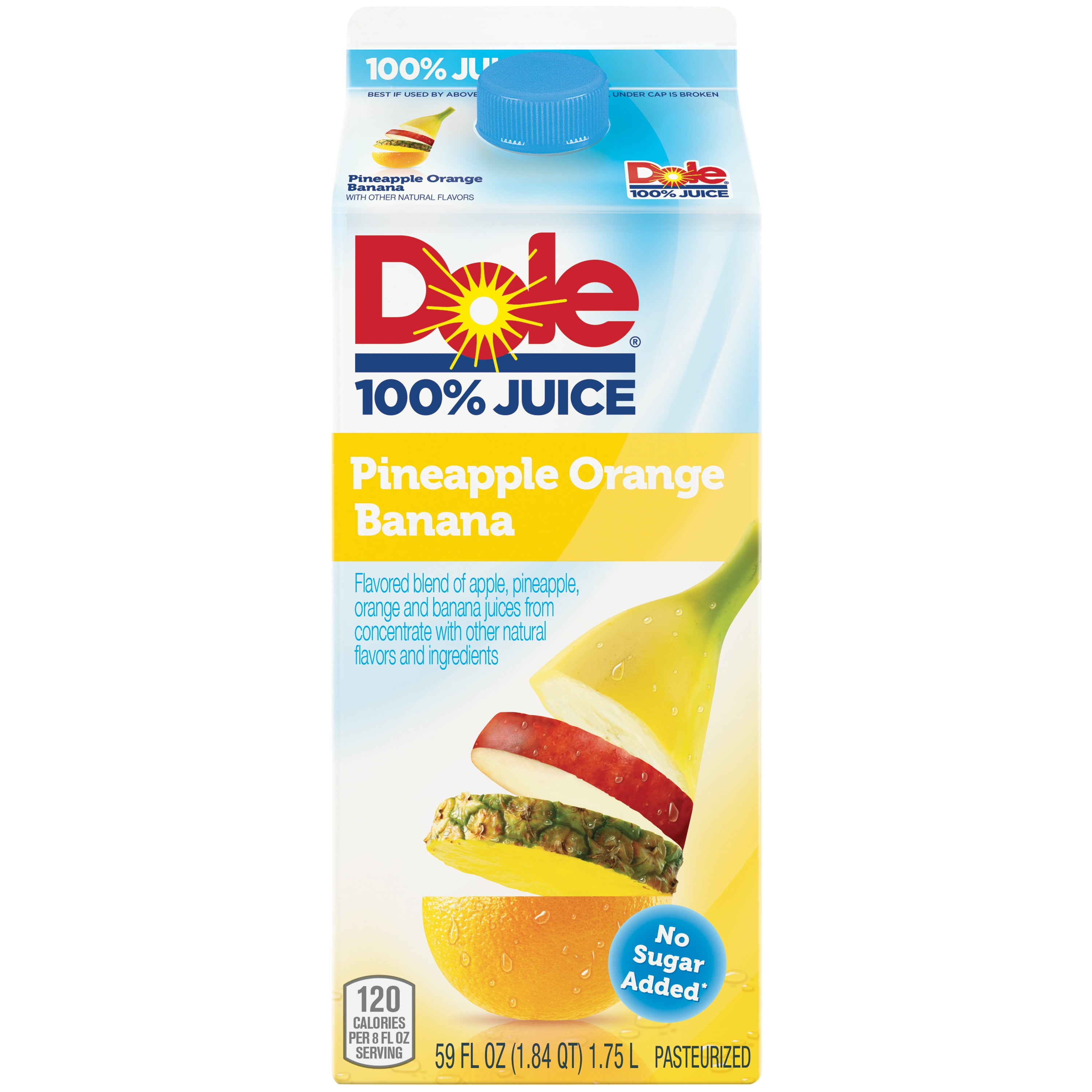 Dole Zero Sugar Pineapple Orange Banana 100% Fruit Juice, 59 fl oz ...