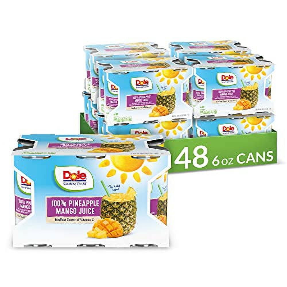 Dole 100% Pineapple Mango Juice, Excellent Source of Vitamin C, 6 Fl Oz ...