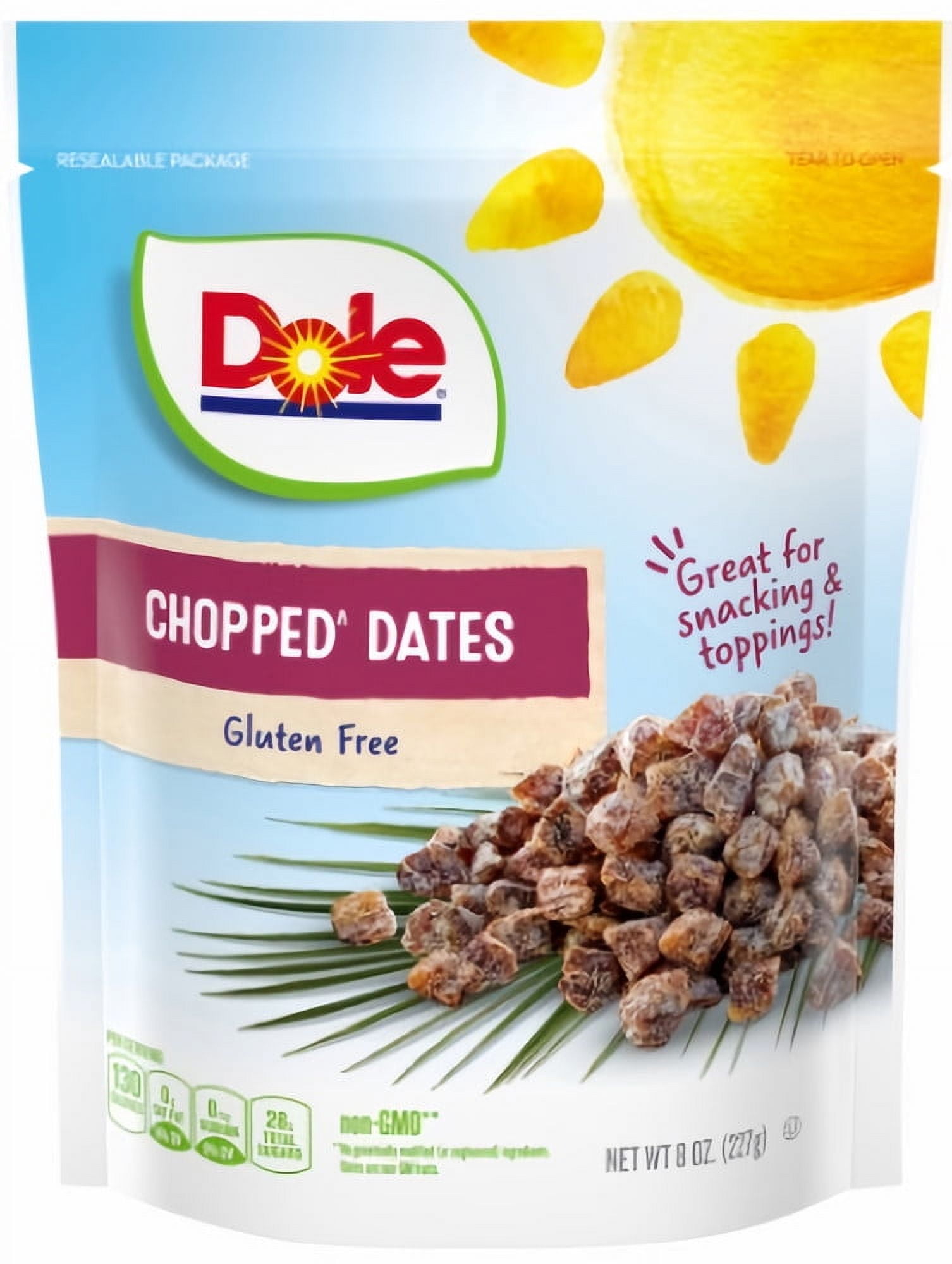Dole California Chopped Dates, Sweet Sun-Ripened Fruit, Pack of 6 ...