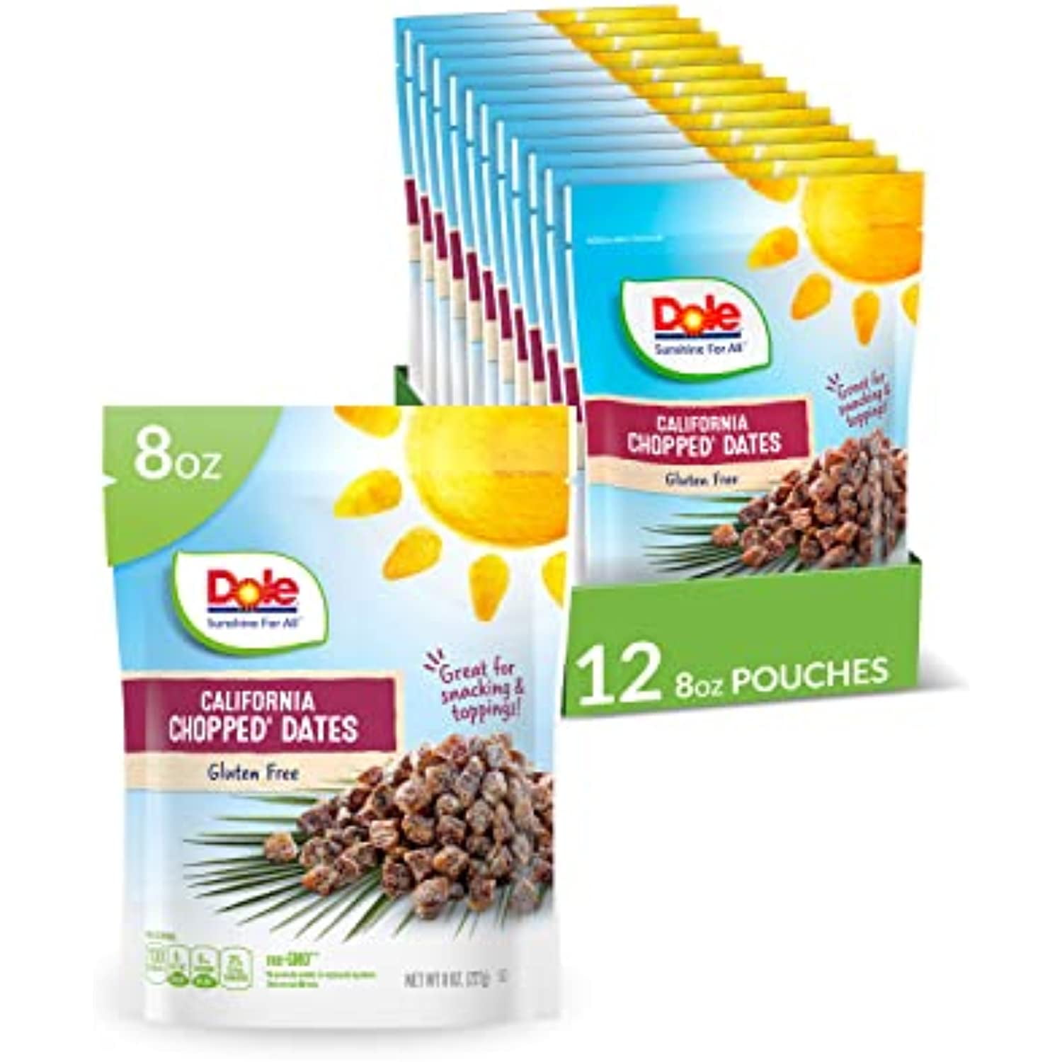 Dole California Whole Pitted Dates, 8 Ounce Pouch - Pack Of 12 ...