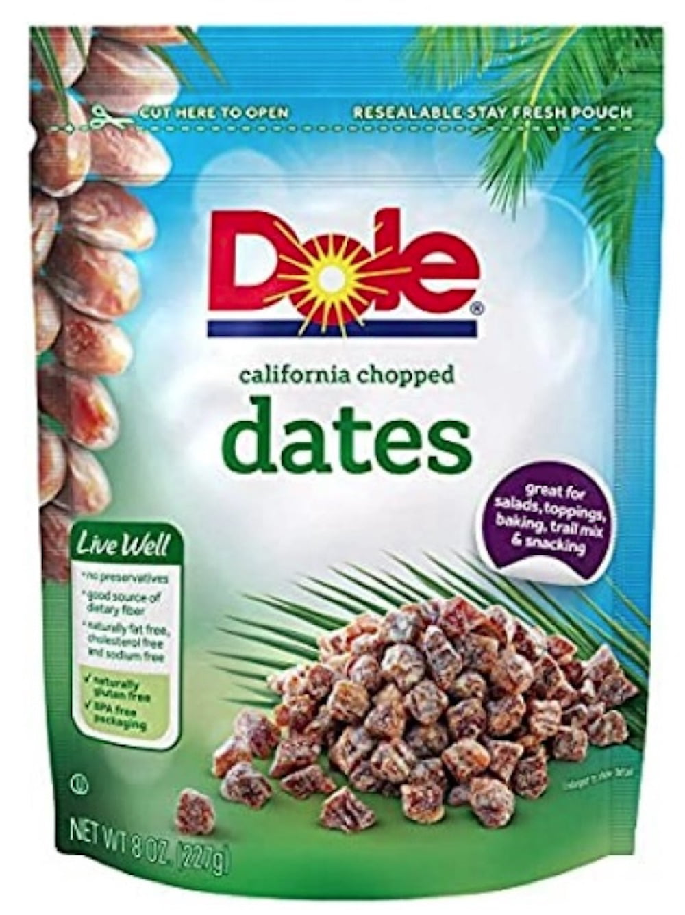 Dole Fresh California Grown Dates, No Preservatives, 8oz Resealable ...
