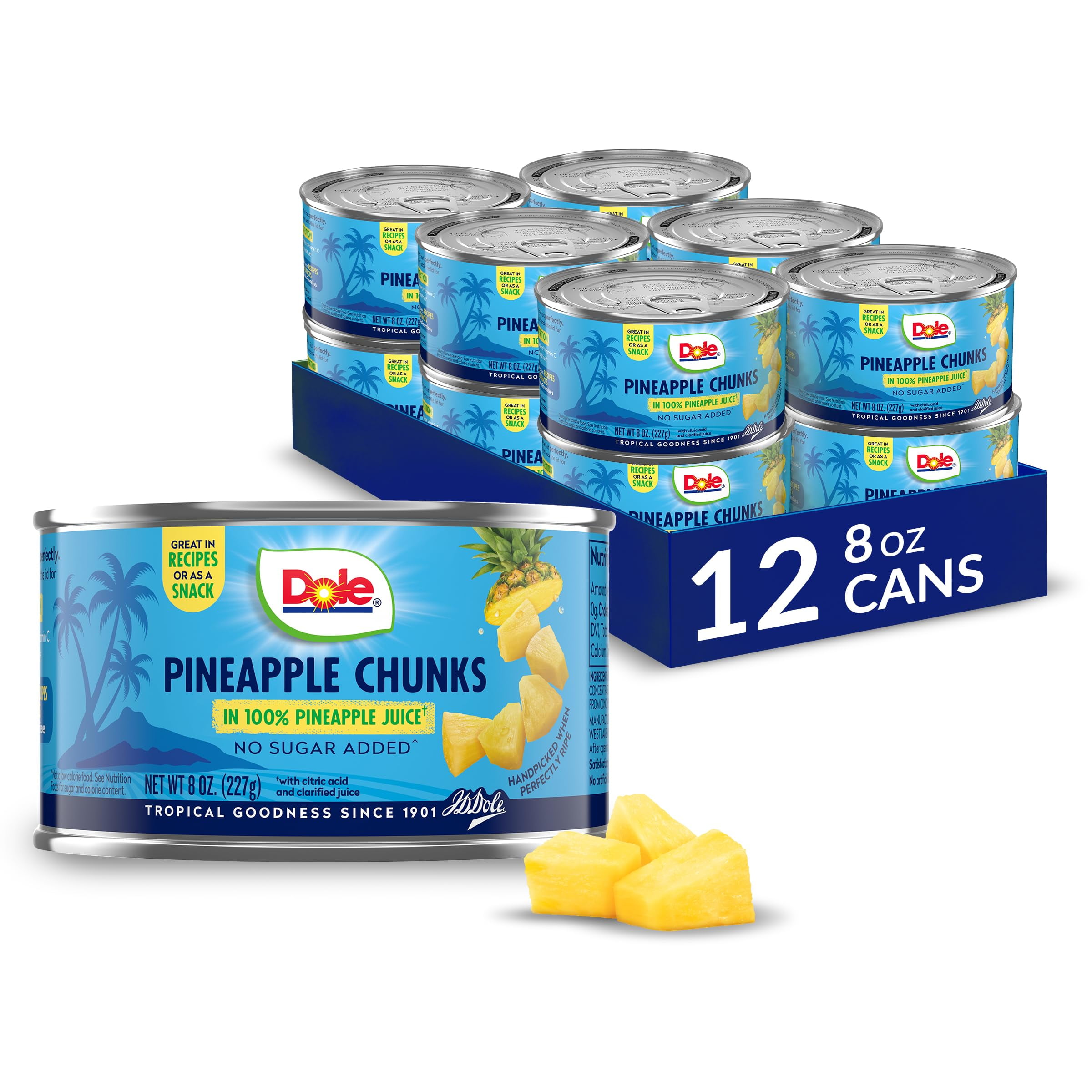 Dole Canned Fruit, Pineapple Chunks in 100% Pineapple Juice, Gluten ...