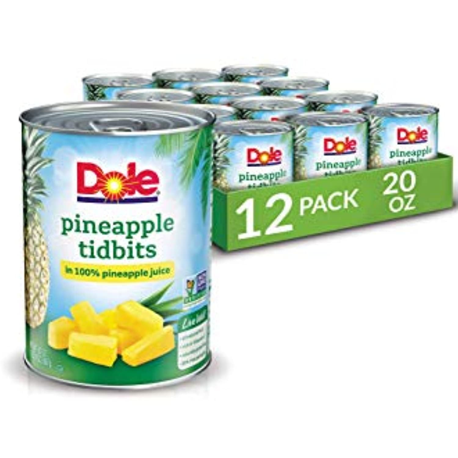 Dole Canned Pineapple Tidbits In 100% Fruit Juice, 20 Oz, 12 Count - Walmart.com