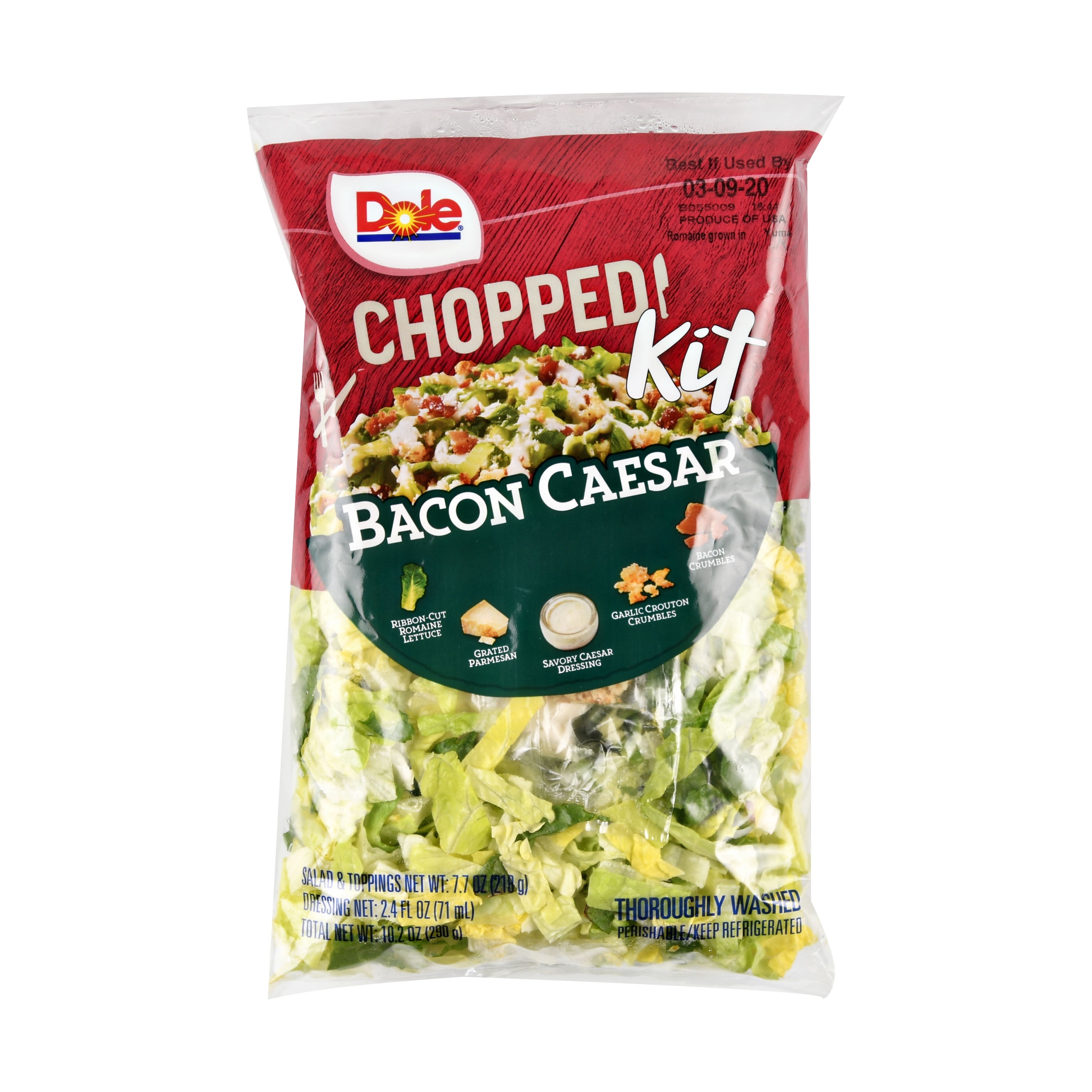 Dole Chopped Bacon Caesar Salad Kit 12.6oz - Walmart.com