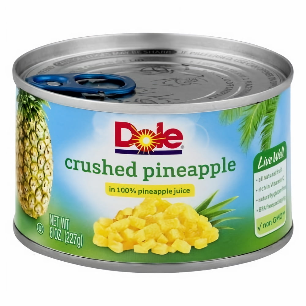 Dole Crushed Pineapple, In 100% Pineapple Juice, 8 oz Can, Pack of 3 ...