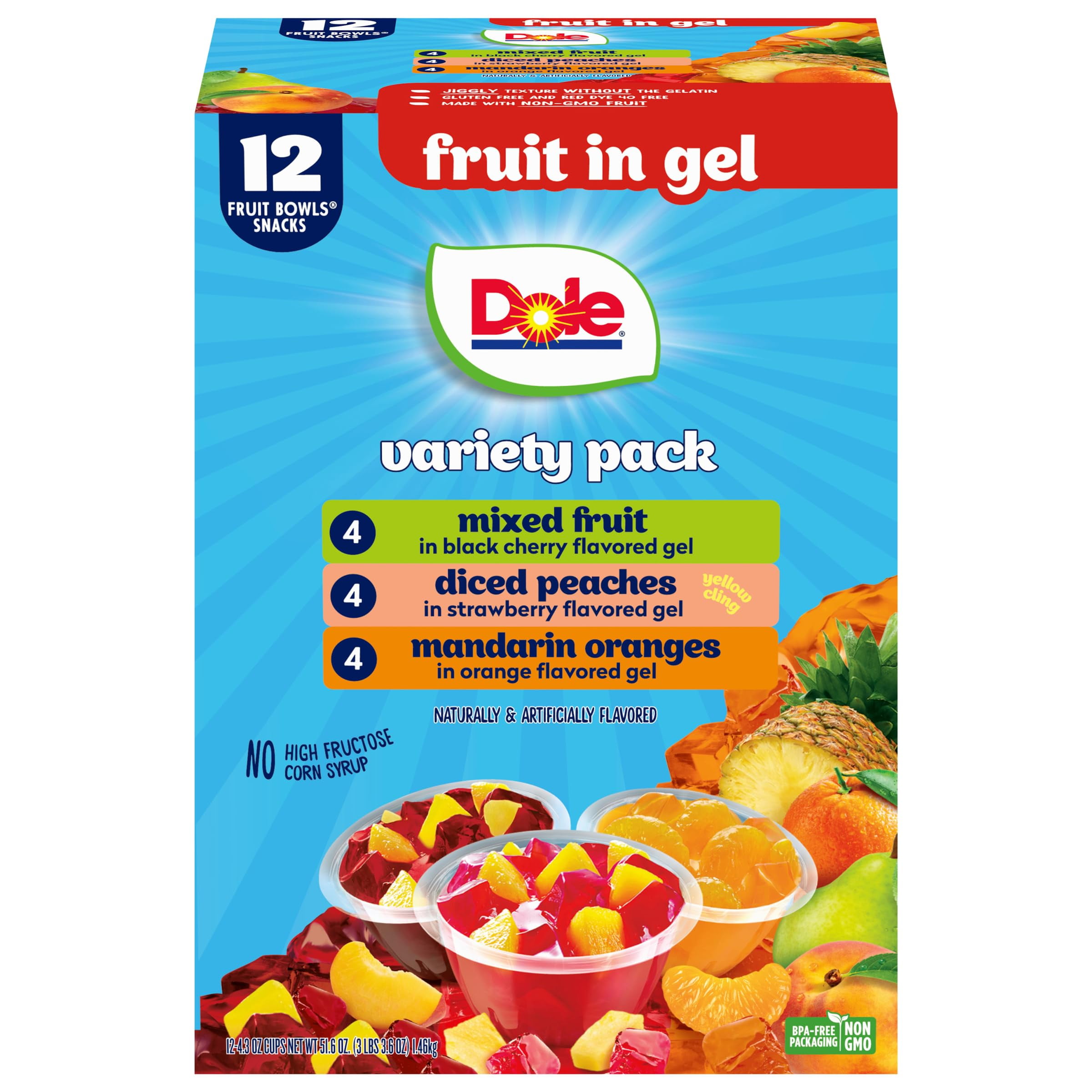 Dole Diced Peaches, Mandarin Oranges, and Mixed Fruit in Gel Variety ...