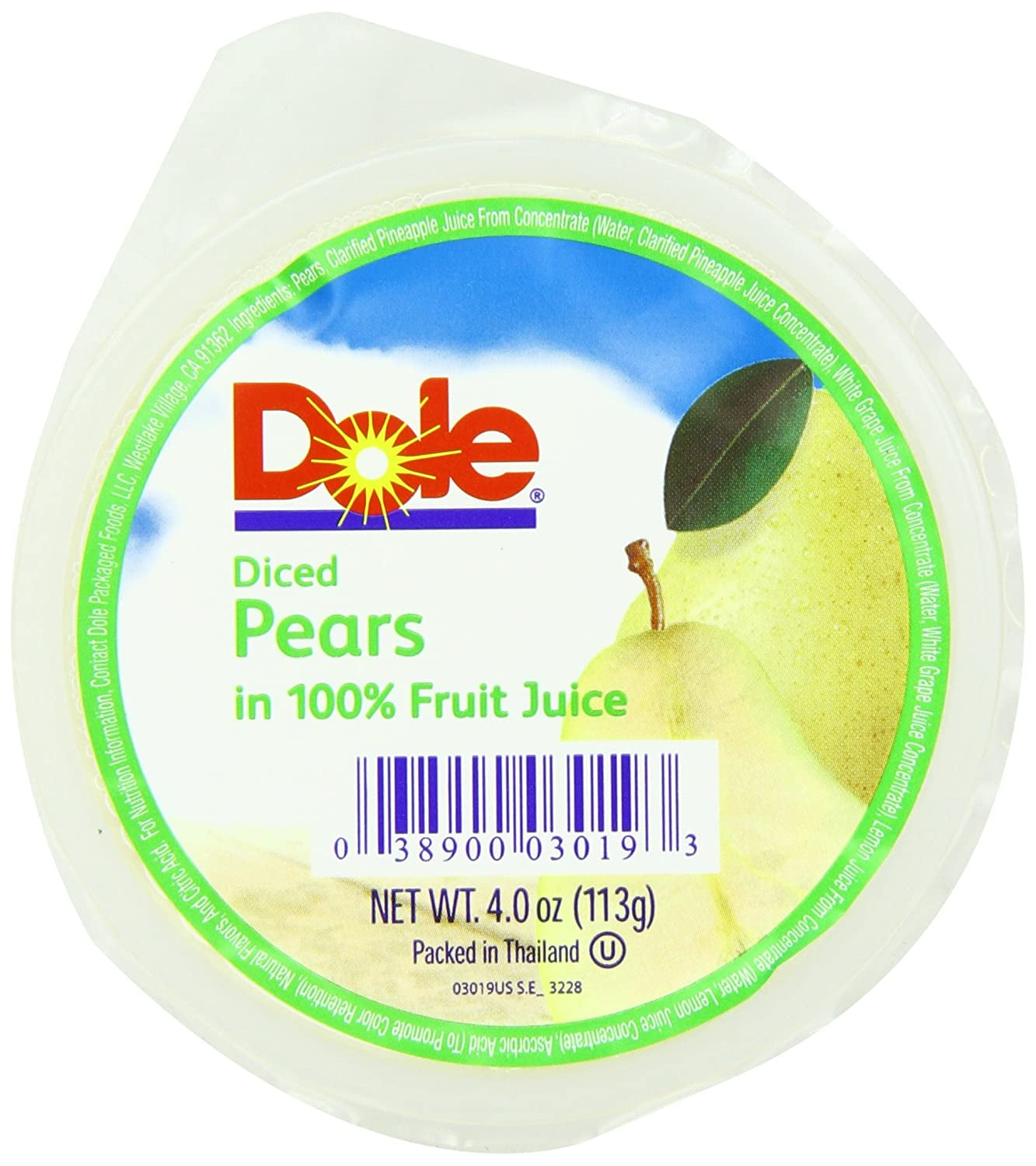 Dole Diced Pears, 4-Ounce Cups (Pack of 36) - Walmart.com