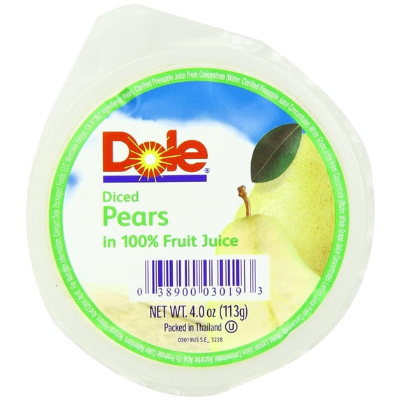 Dole Diced Pears, 4-Ounce Cups (Pack of 36) - Walmart.com