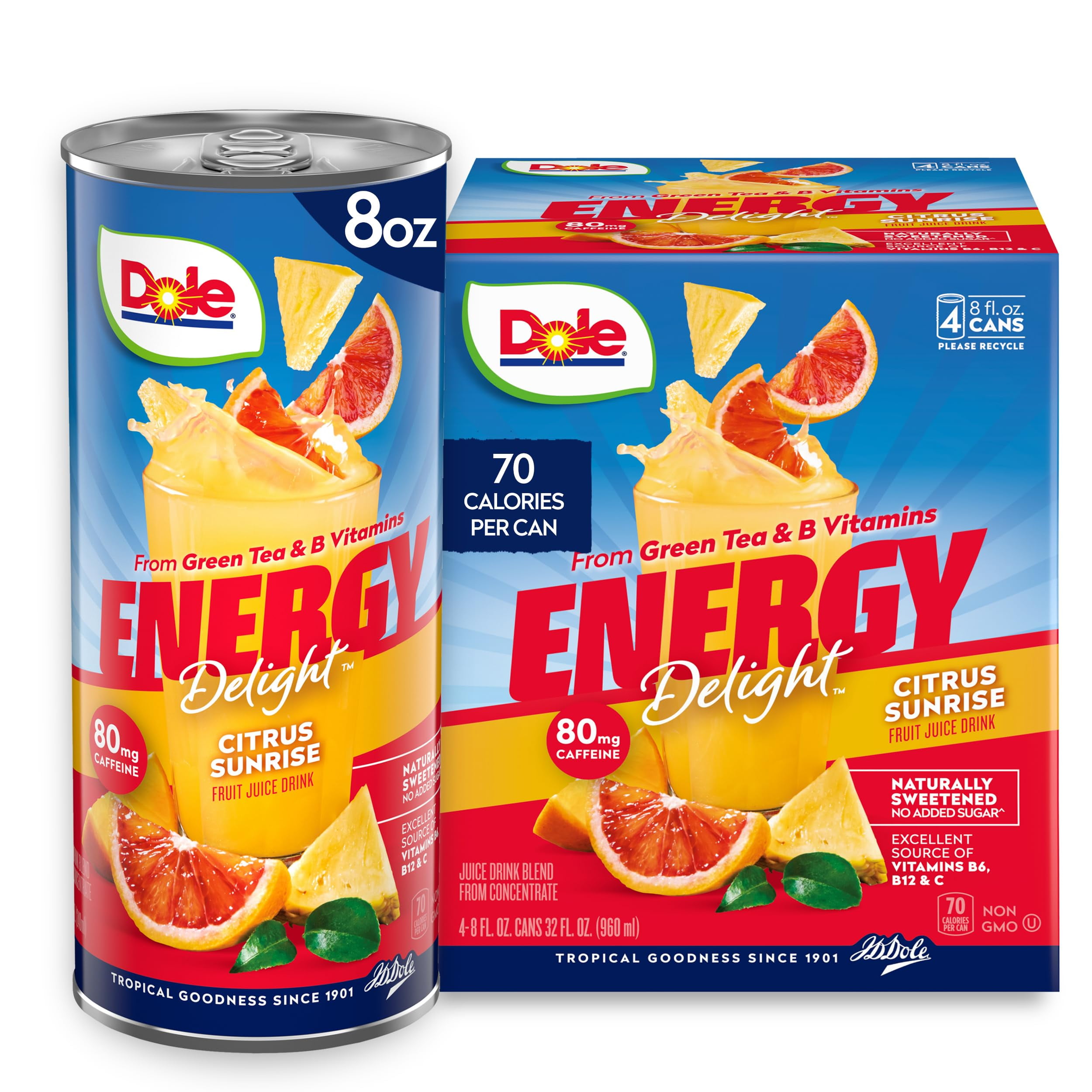 Dole Energy Delight Flavored Fruit Juice Drink, Citrus Sunrise ...