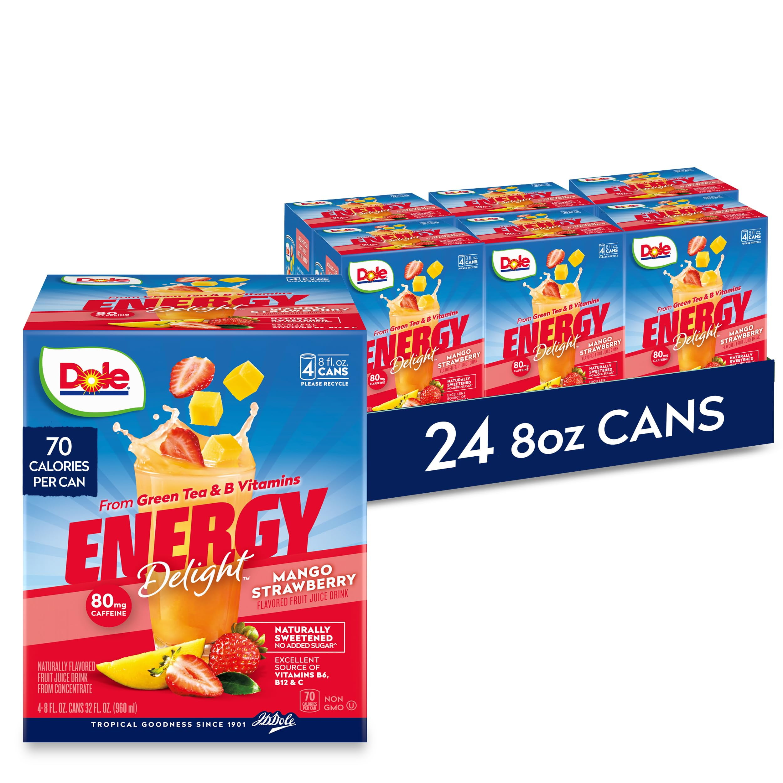 Dole Energy Delight Flavored Fruit Juice Drink, Mango Strawberry, No Added Sugar, Excellent ...