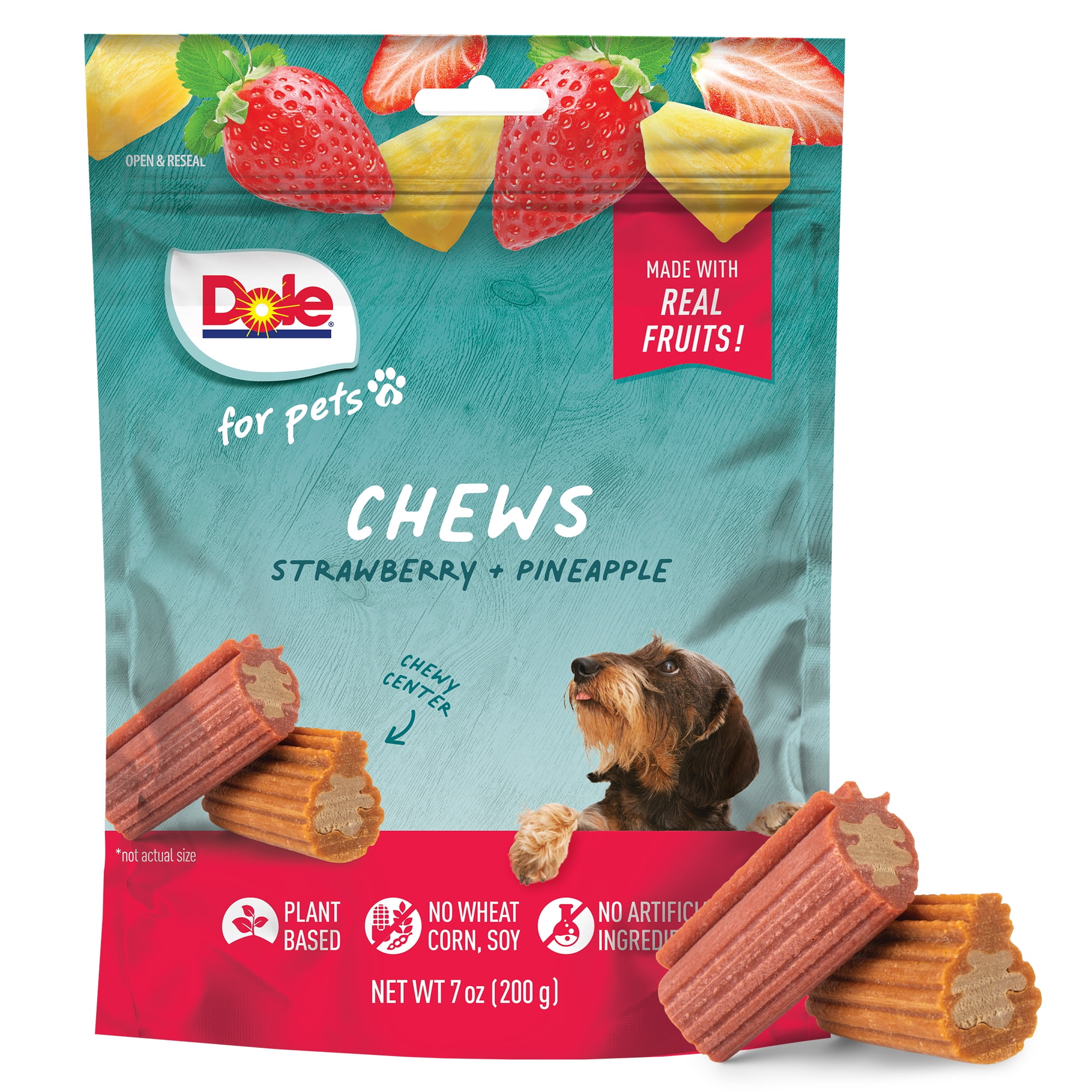 Dole Freshly Fetched Dog Chew Treats, Strawberry, Pineapple, Vegan, 7oz ...