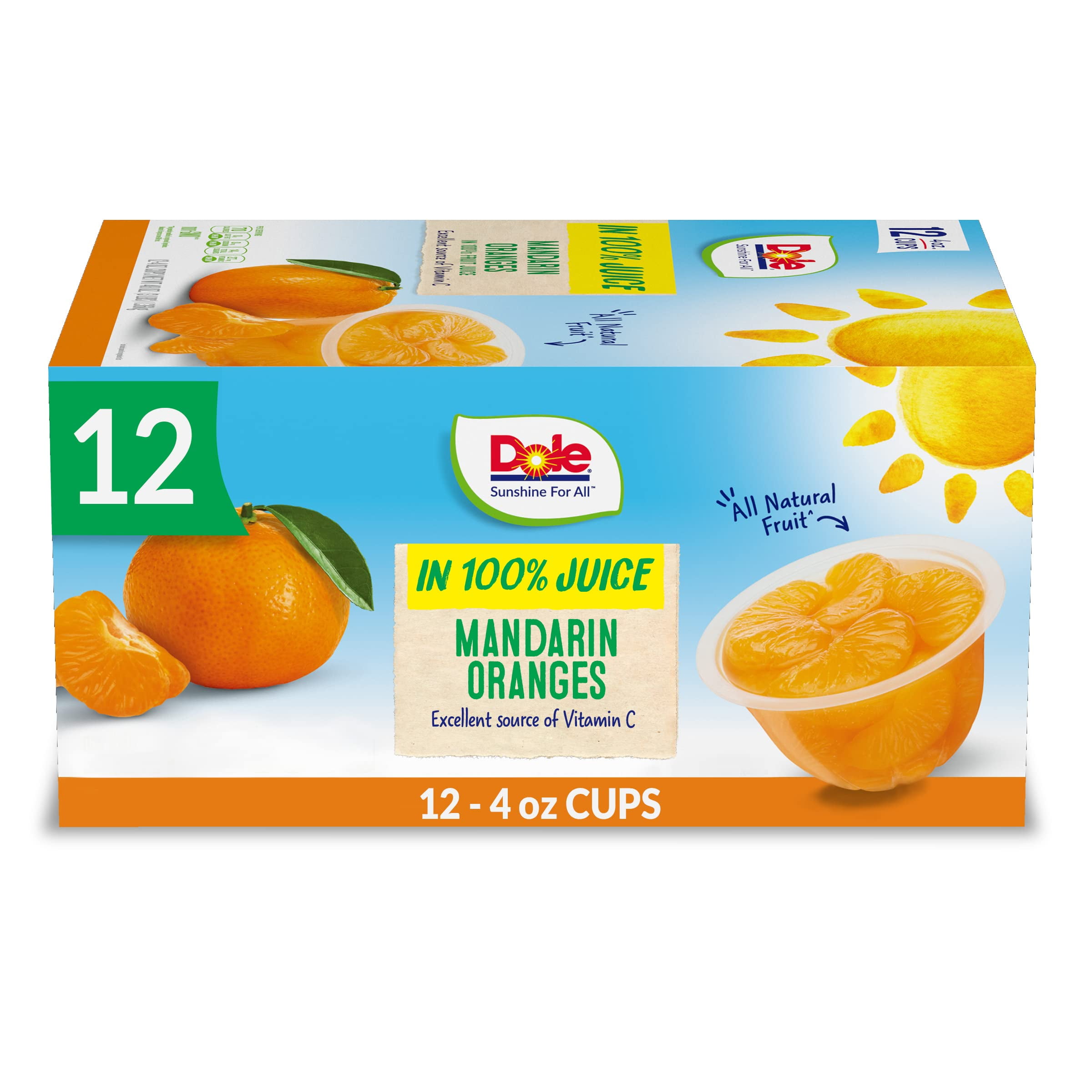 Dole Fruit Bowls Mandarin Oranges in 100% Juice, Back To School, Gluten Free Healthy Snack, 4oz ...