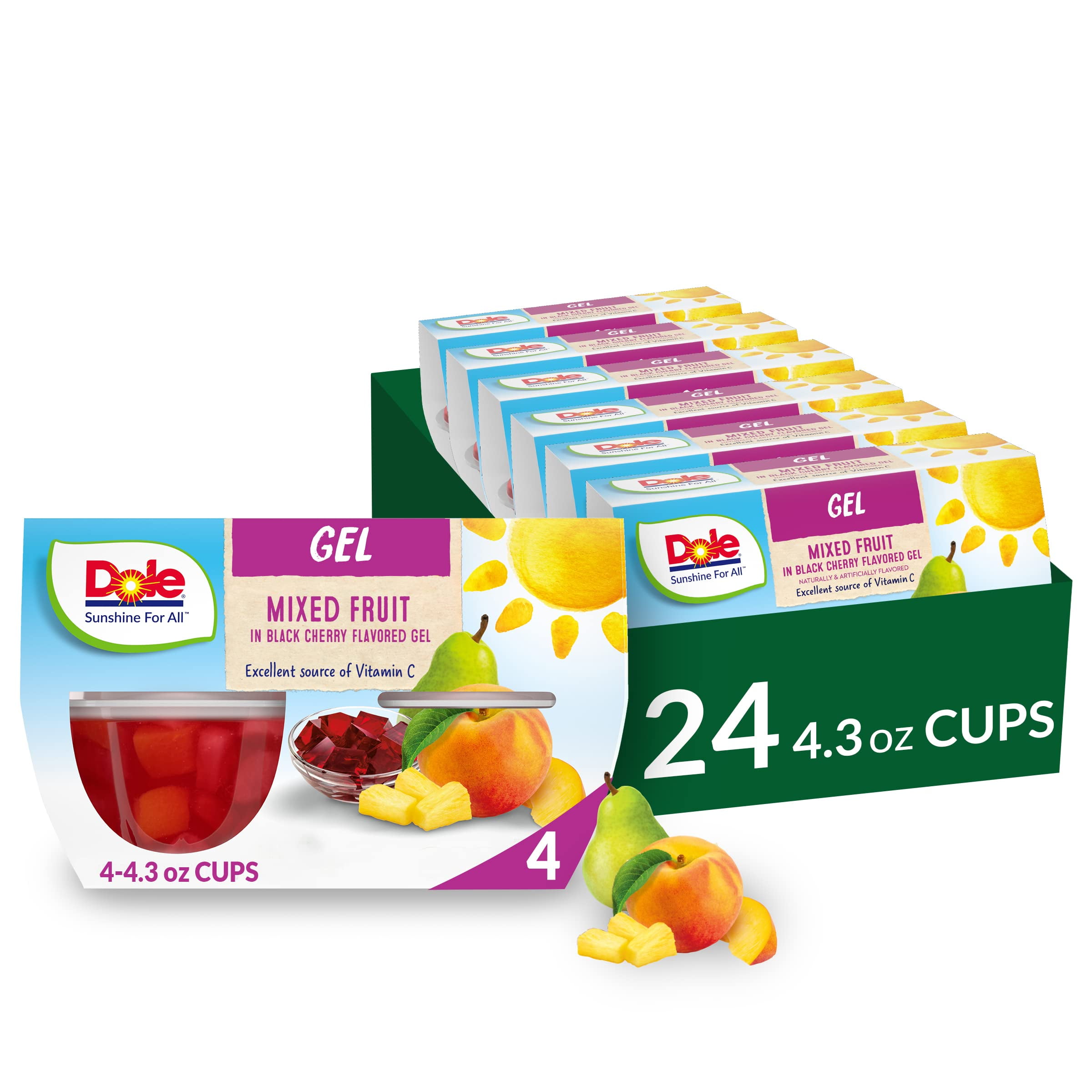 Dole Fruit Bowls Mixed Fruit In Black Cherry Flavored Gel Snacks, 4Oz ...