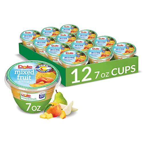 Dole Fruit Bowls Mixed Fruit in 100% Juice Snacks, 7oz 12 Total Cups ...