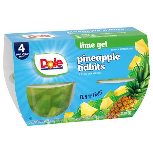Dole Fruit Bowls Pineapple In Lime Flavored Gel Snacks, 4.3Oz 4 Total ...