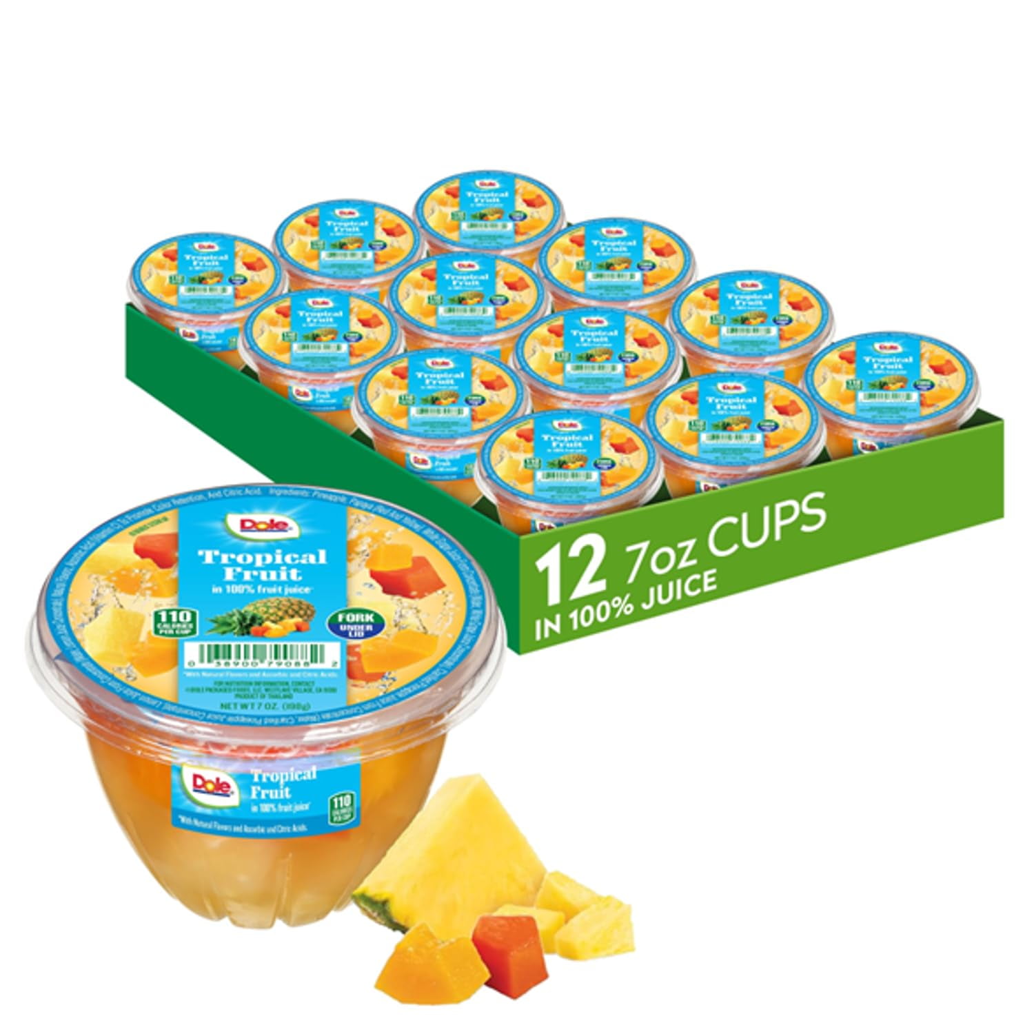 Dole Fruit Bowls Tropical BCF26 Fruit in 100% Juice Snacks, 7oz 12 ...