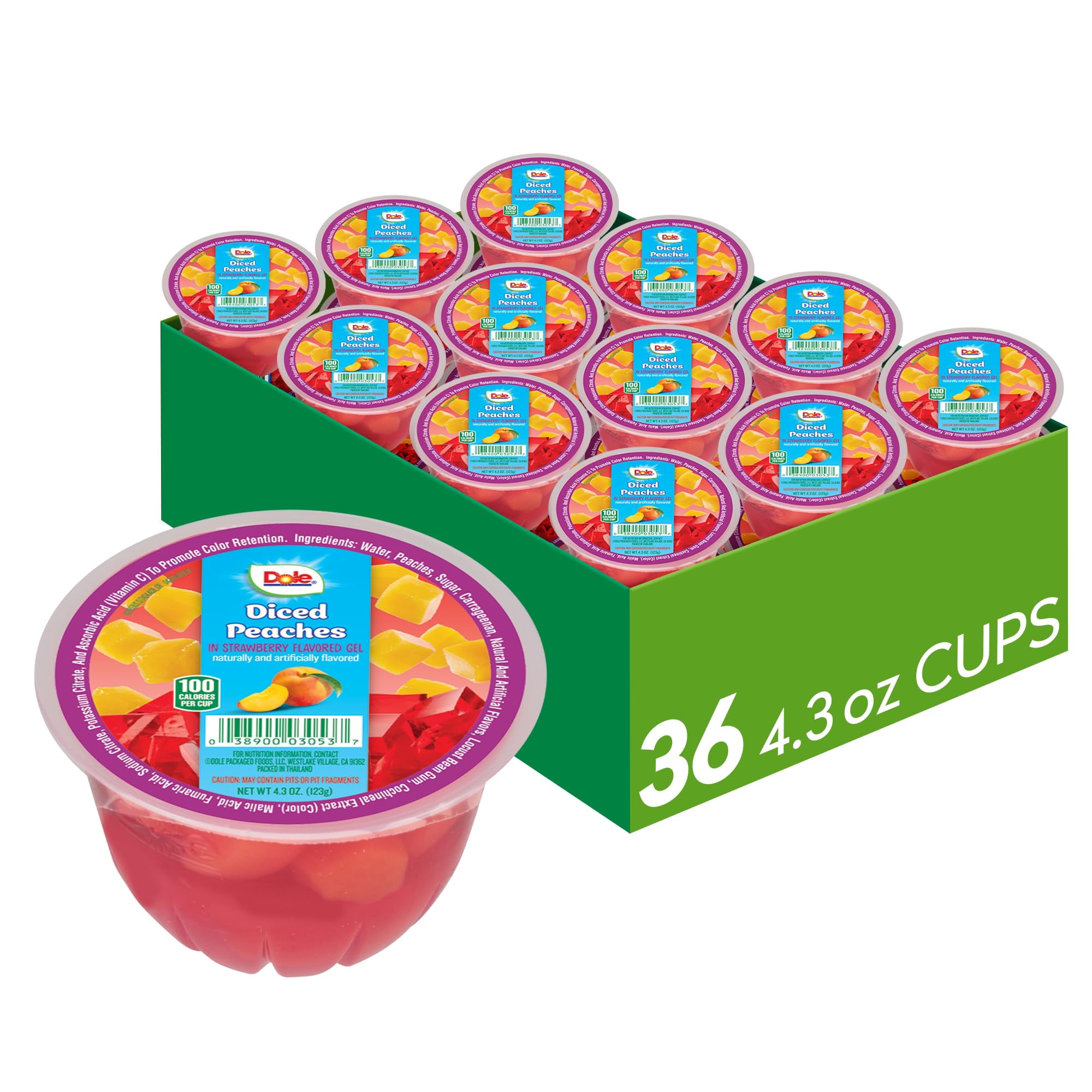 Dole Fruit BowlsTRDN Peaches in Strawberry Flavored Gel Snacks, 4.3oz ...