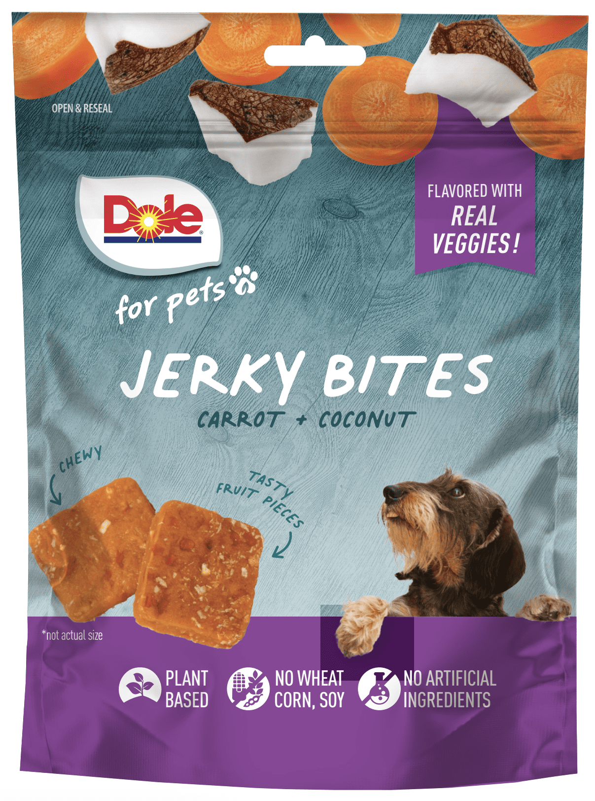 Dole Dog Treats Jerky Bites Carrot and Coconut Flavored with Real Fruit ...