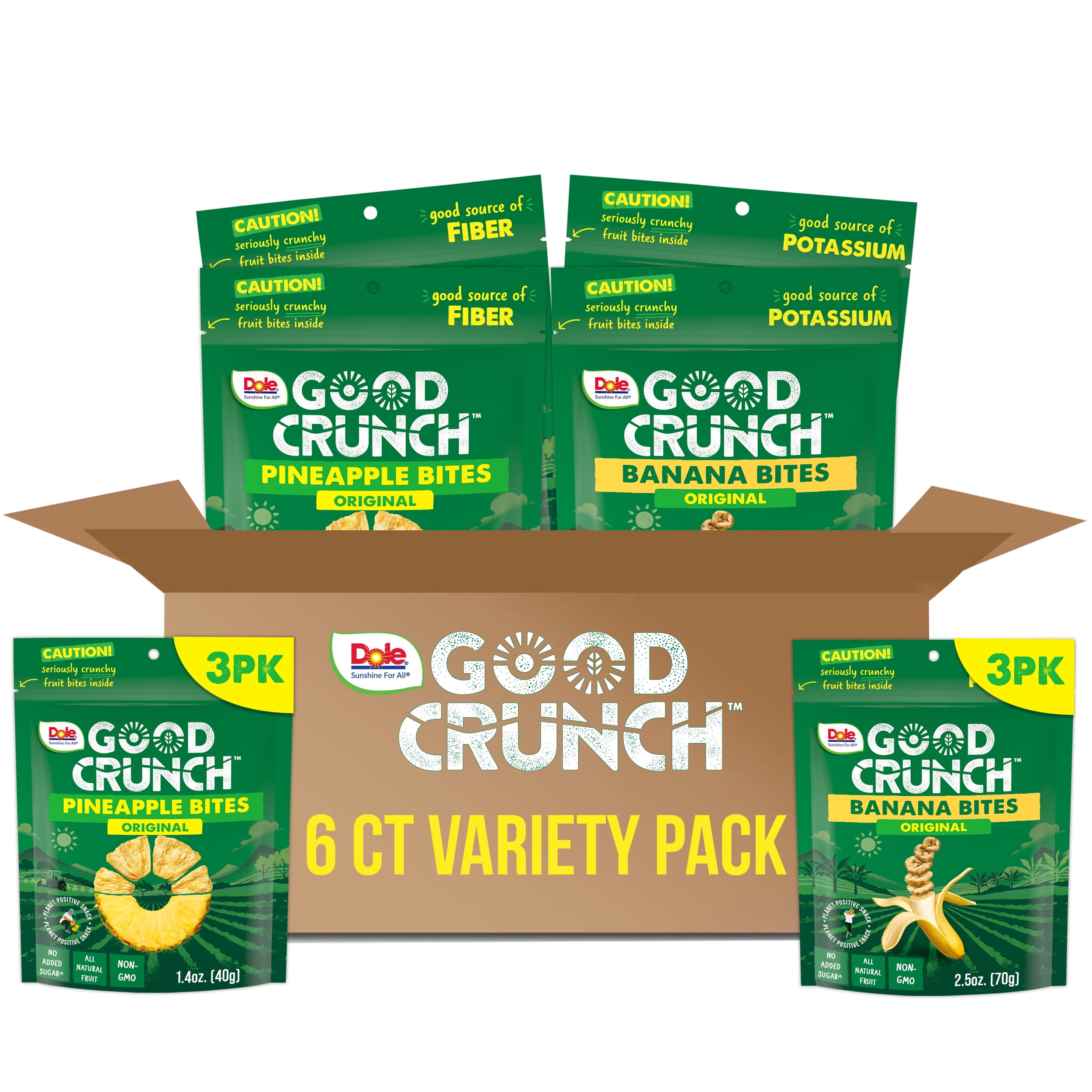 Dole Good Crunch Pineapple Bites and Banana Bites Variety Pack (6 Pack ...