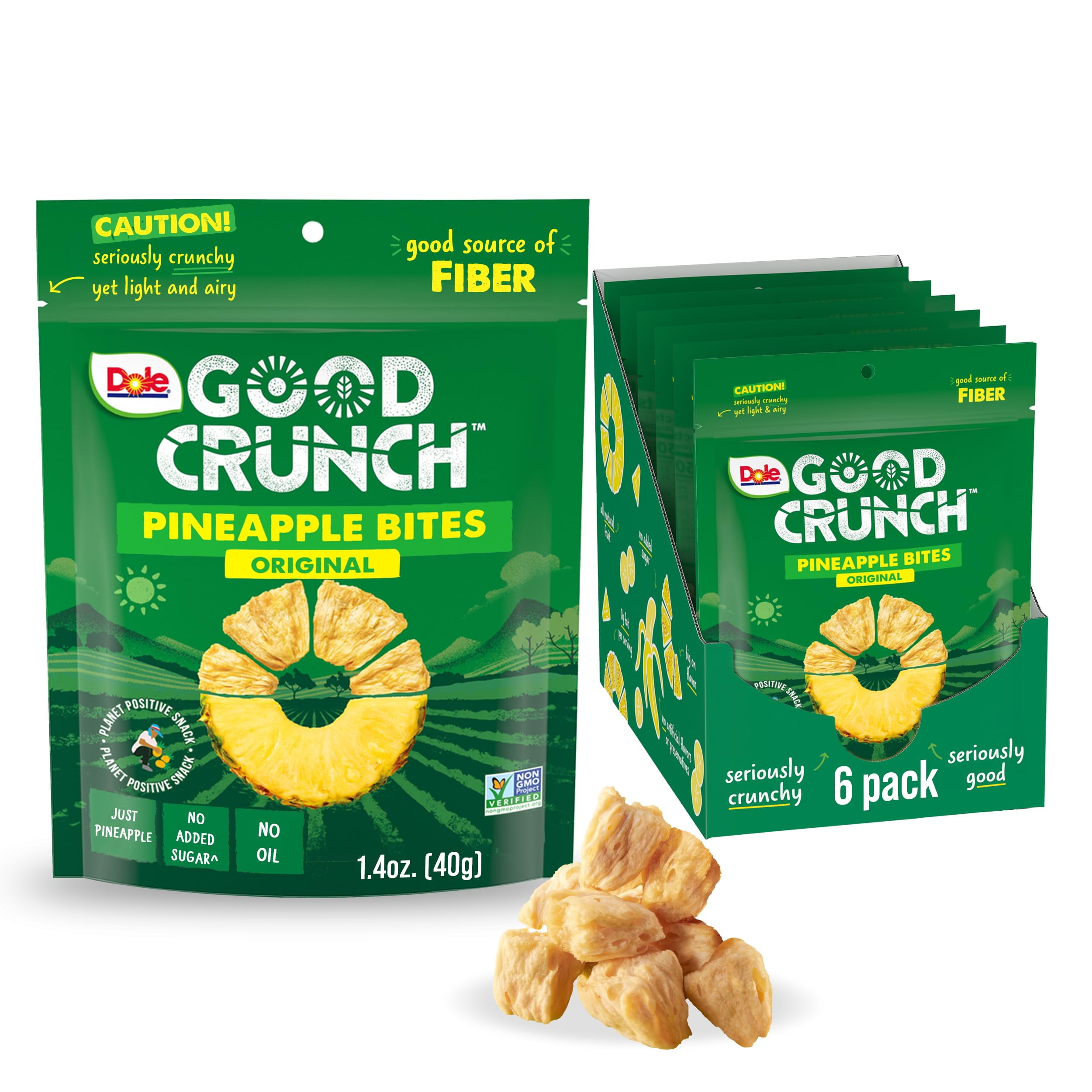 Dole Good Crunch Pineapple Dried Fruit Bites, Gluten Free & Vegan Snack ...