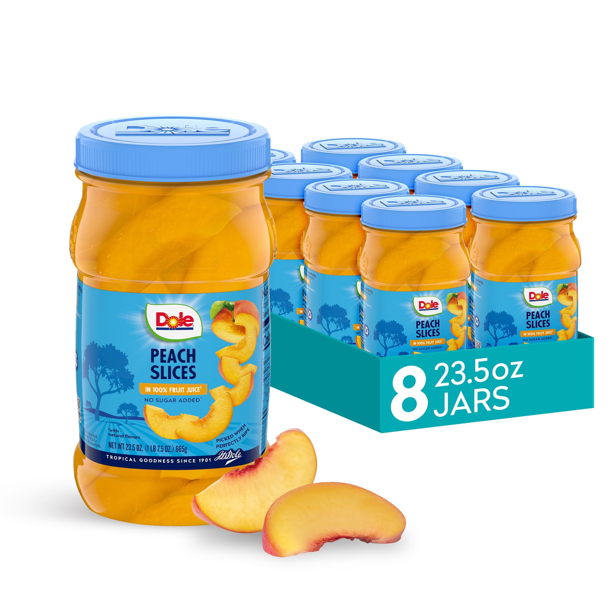 Dole Jarred Peaches Sliced Yellow Cling in H2FSD100% Fruit Juice, 23.5 ...